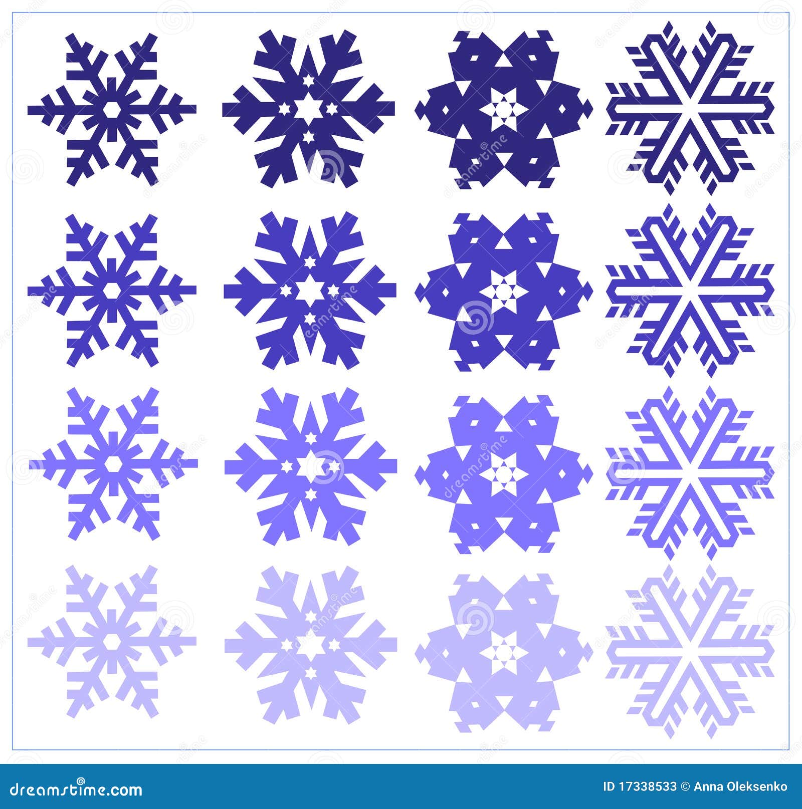 Snowflake set stock illustration. Illustration of crystal - 17338533