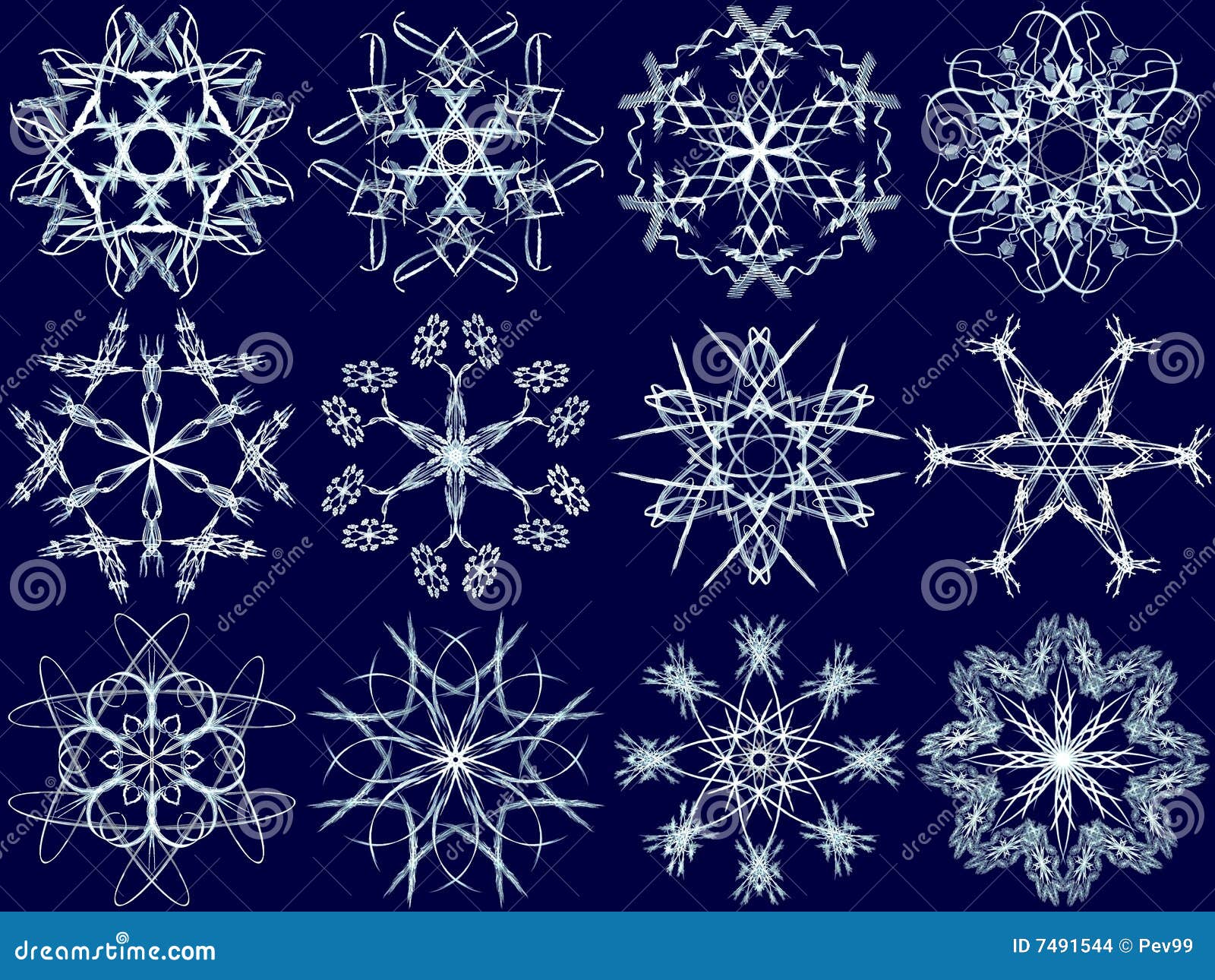 Snowflake set 8 stock illustration. Illustration of pattern - 7491544