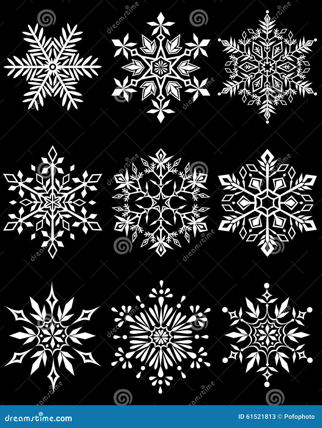 Snowflake set vector stock vector. Illustration of geometric - 61521813