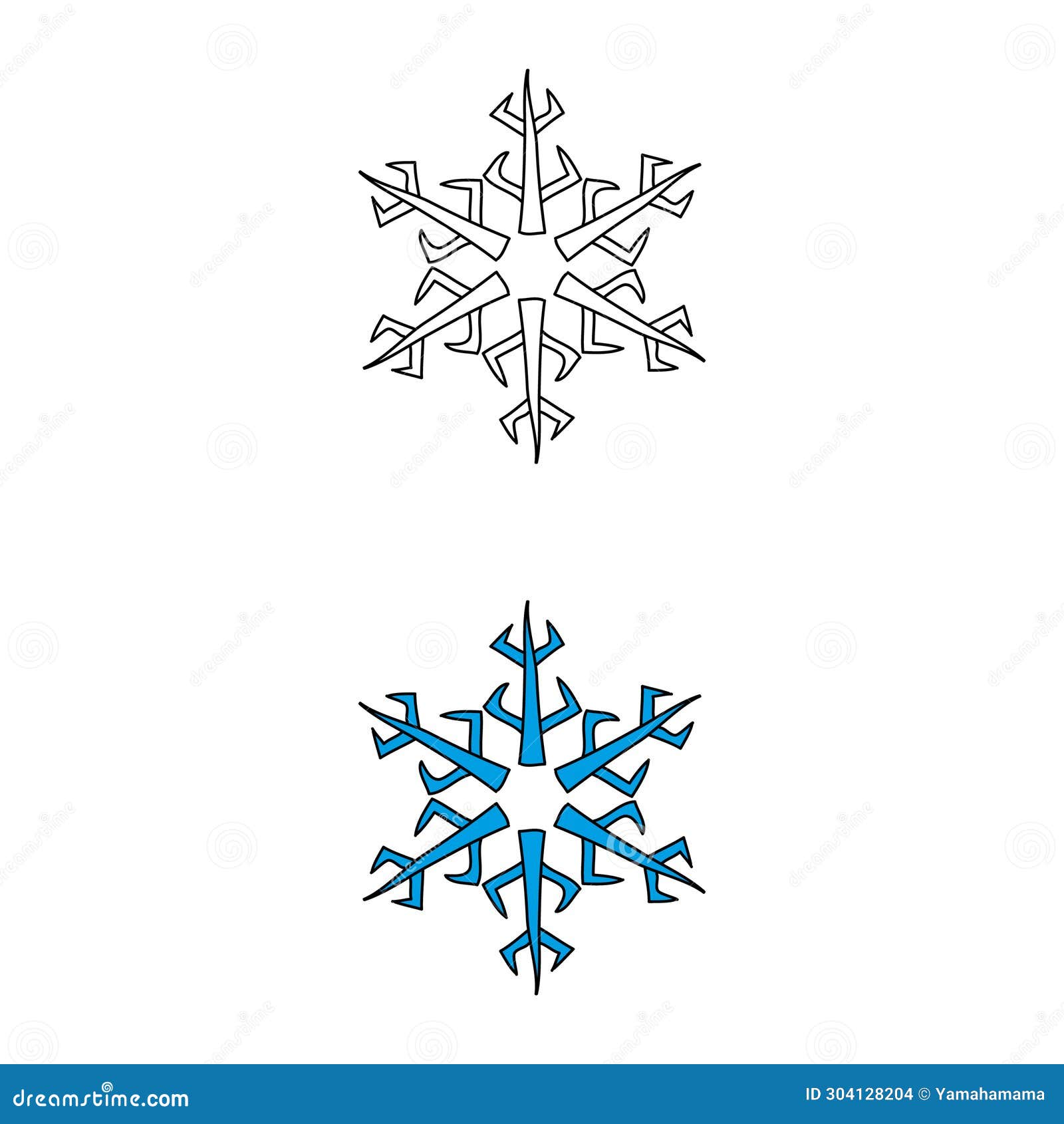 Snowflake 11 stock vector. Illustration of blue, hexagon - 304128204