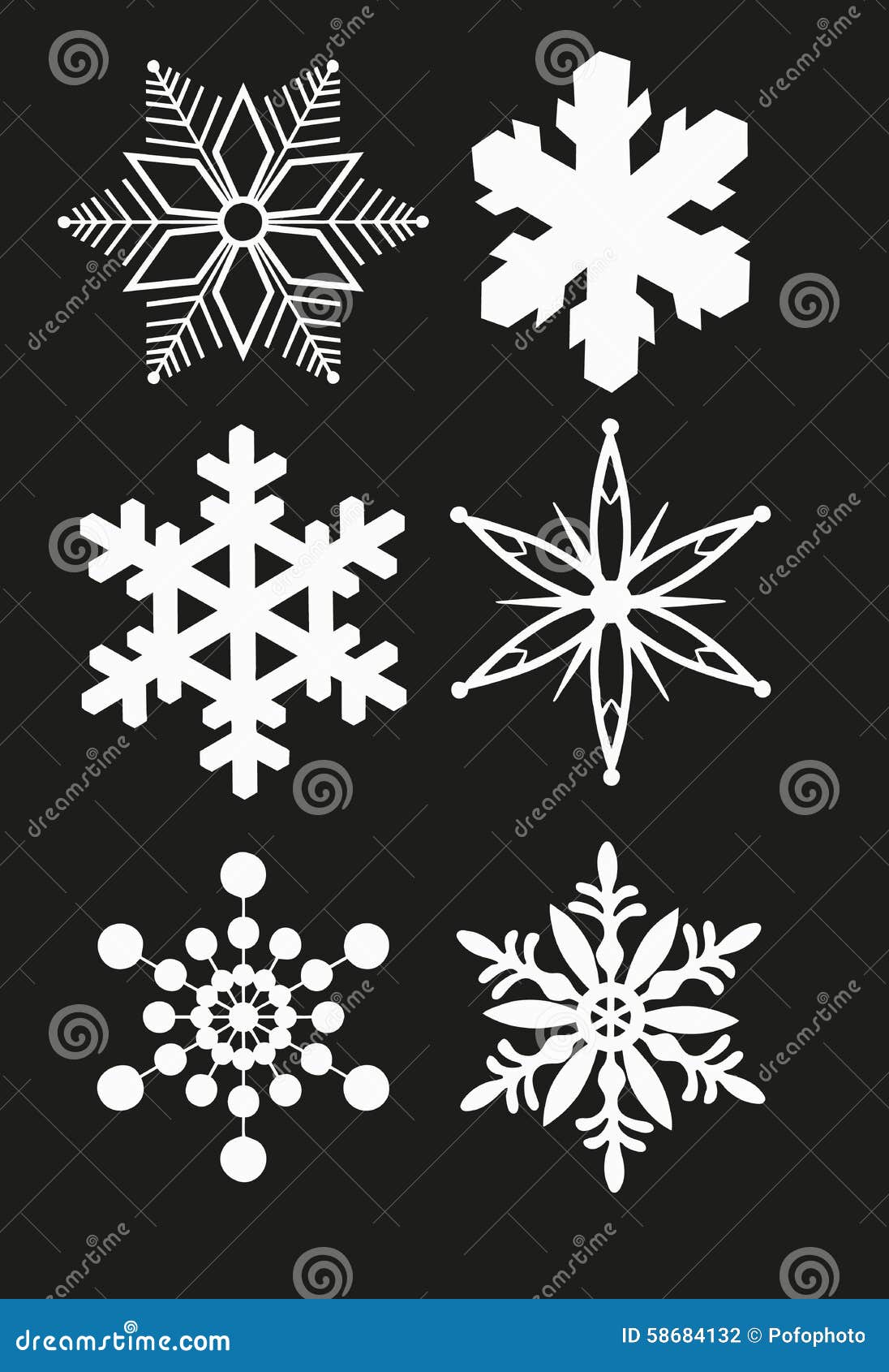 SNOWFLAKE SET VECTOR stock vector. Illustration of freeze - 58684132
