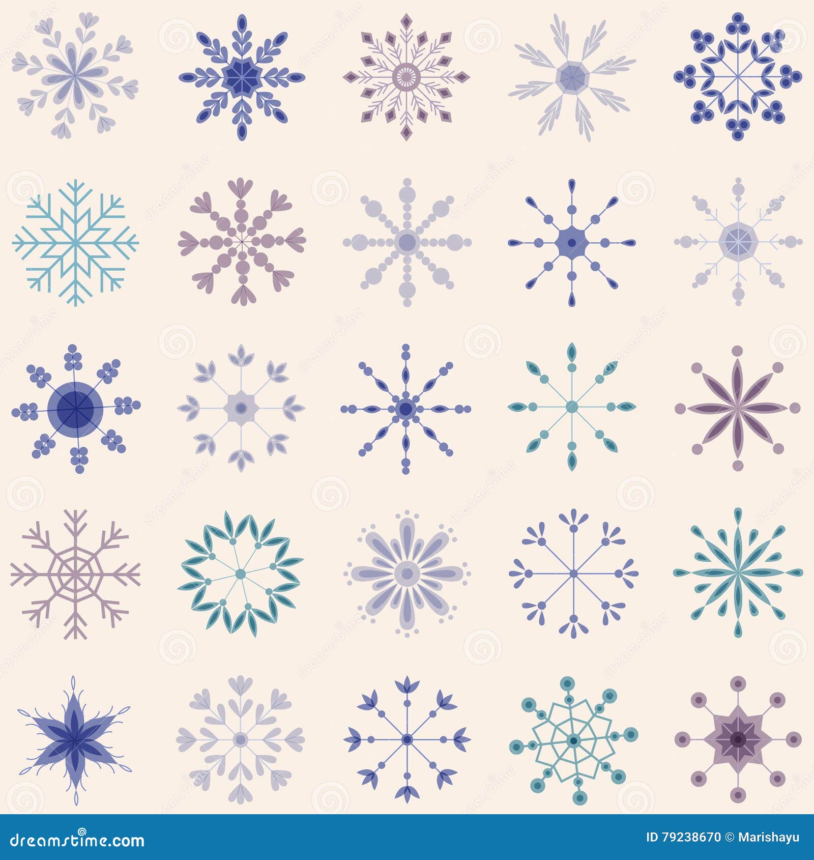 Snowflake set vintage stock illustration. Illustration of lilac - 79238670