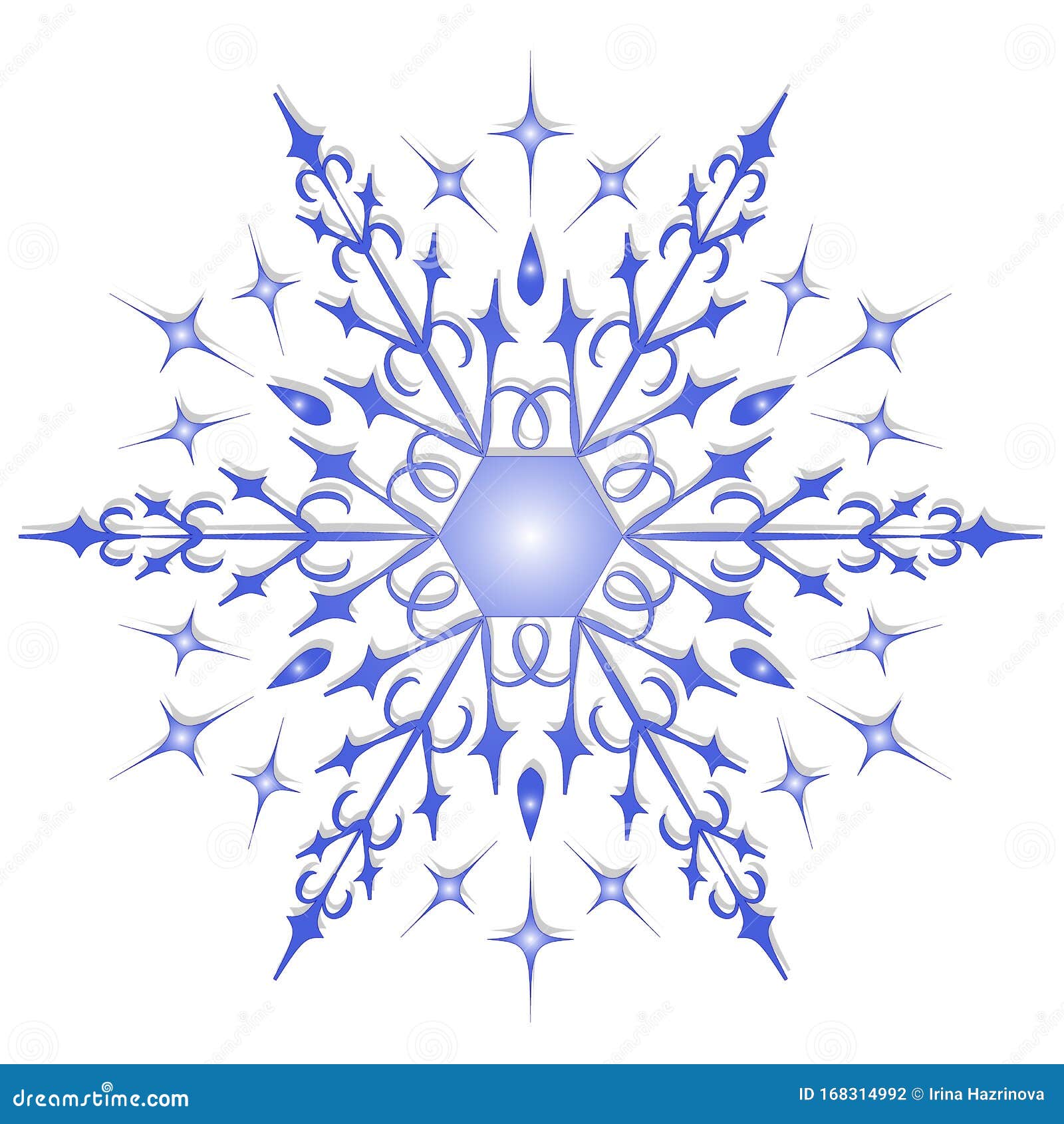 Snowflake with Shades of Blue Stock Illustration - Illustration of ...