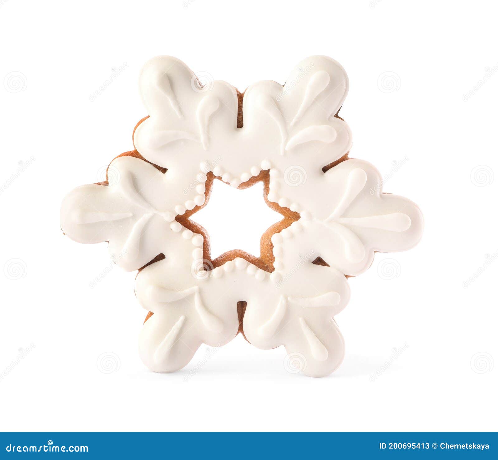 Snowflake Shaped Christmas Cookie Isolated on White Stock Image - Image ...