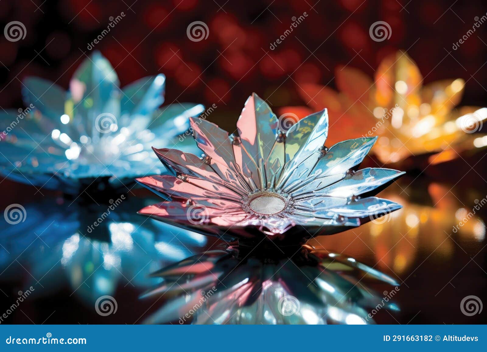 Snowflake-shaped Ornaments with Bright, Reflective Surface Stock Photo ...