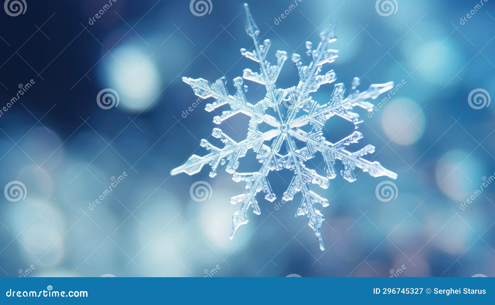 A Snowflake is Shown in Front of a Blue Background, AI Stock ...