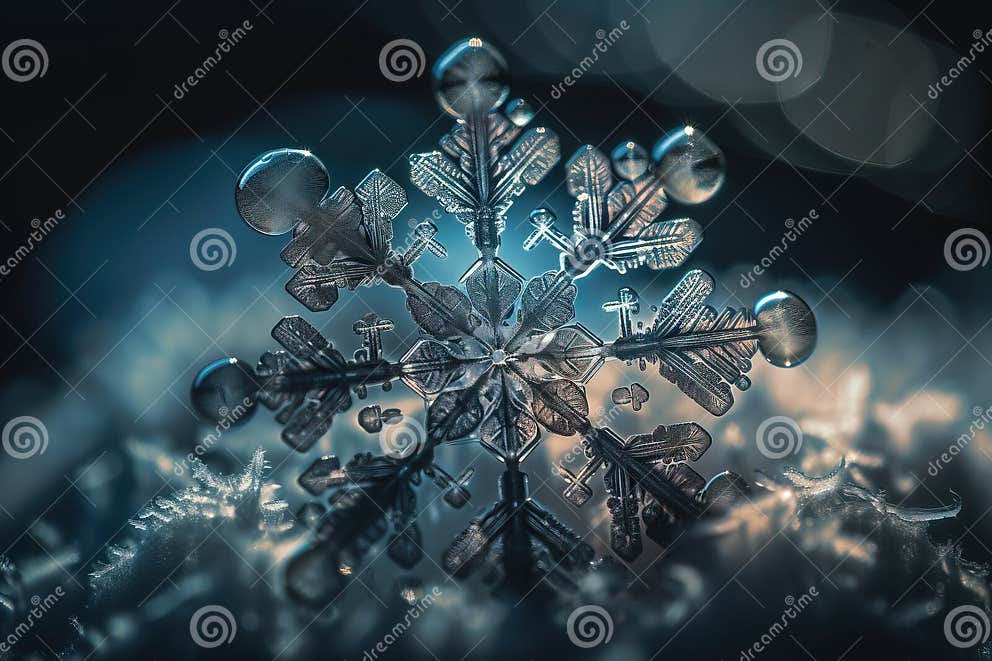 A Snowflake is Shown in the Middle of the Night Stock Illustration ...