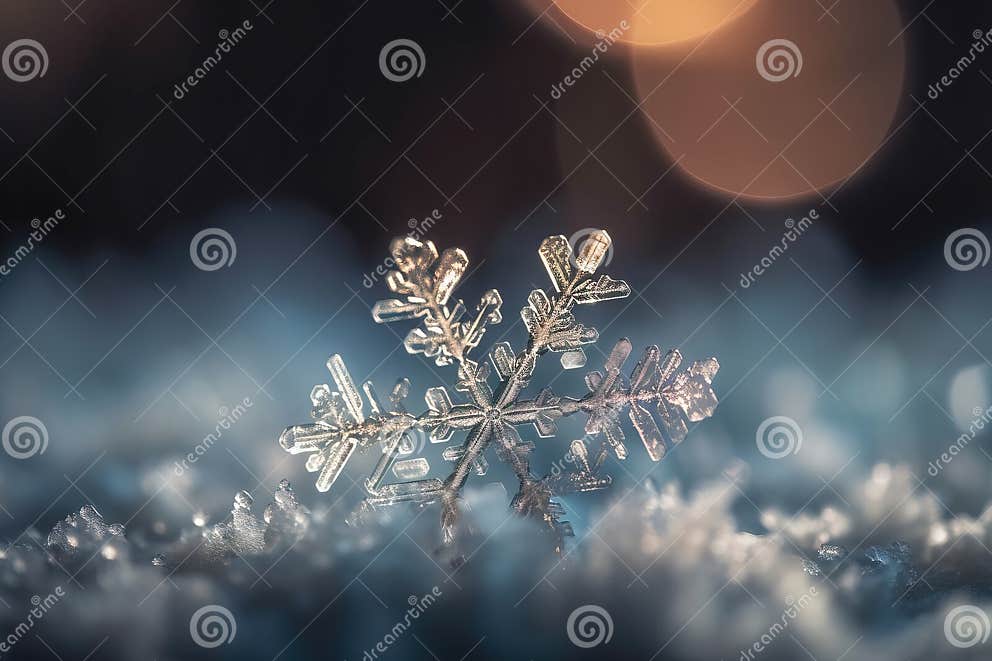 A Snowflake is Shown in the Middle of the Night Stock Illustration ...