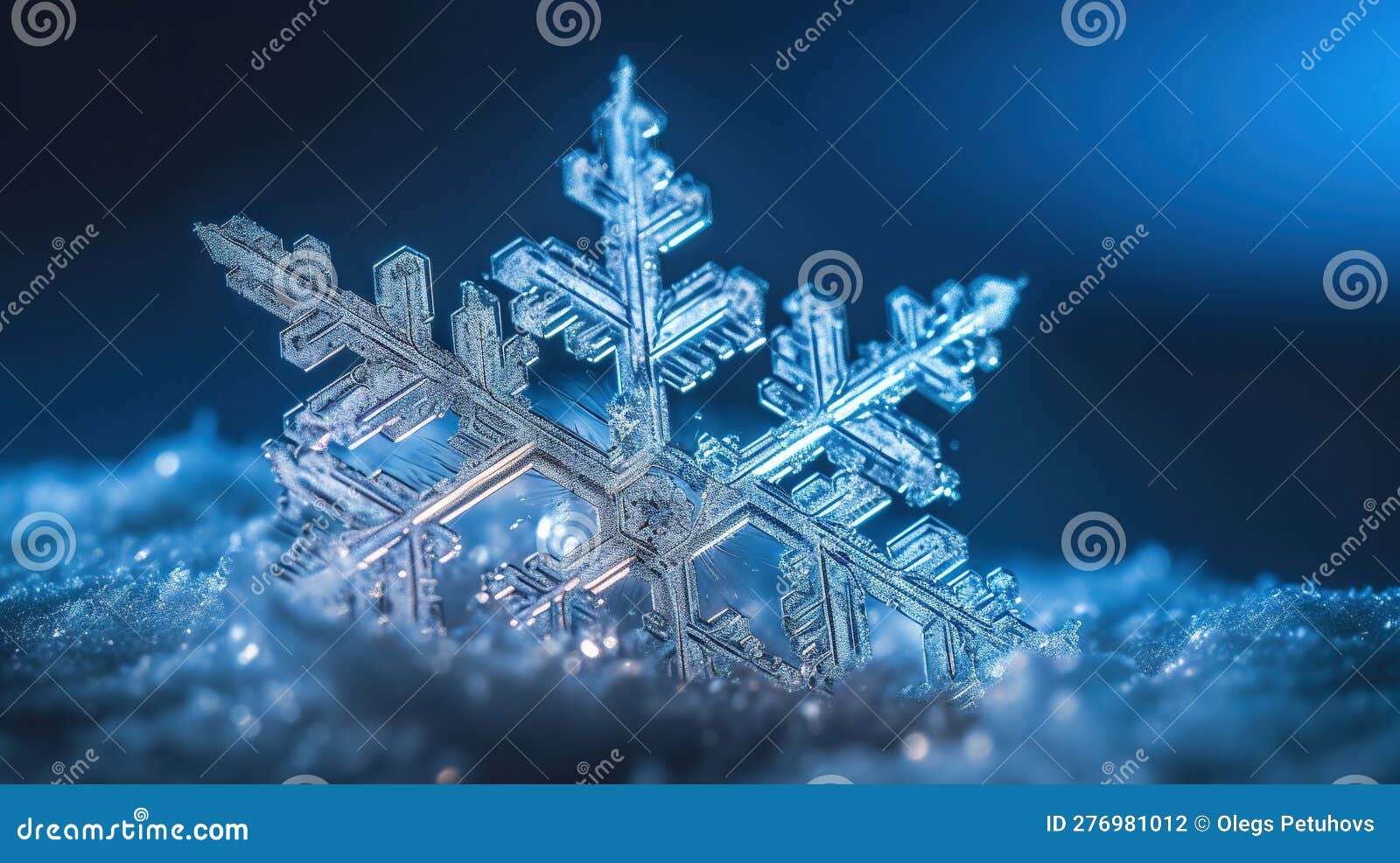 A Snowflake Is Shown In The Middle Of A Picture With A Blue Background ...