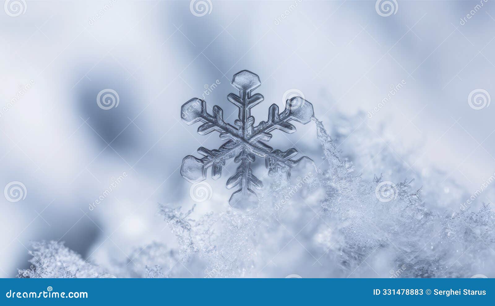 A Snowflake is Shown in the Middle of a Pile of Ice, AI Stock Image ...