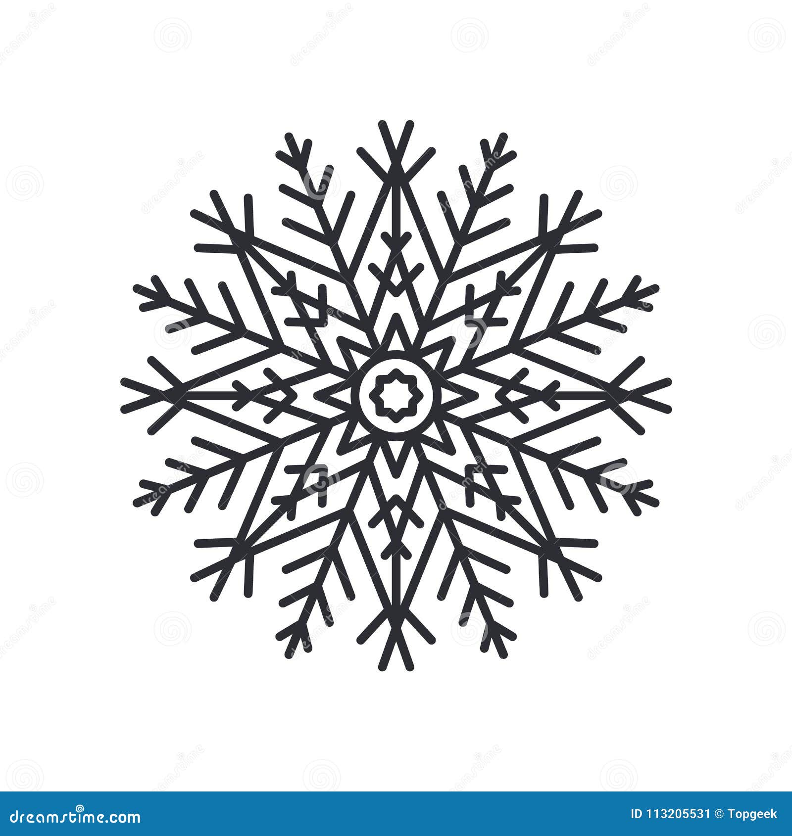 Snowflake Silhouette Colorless Vector Illustration Stock Vector ...