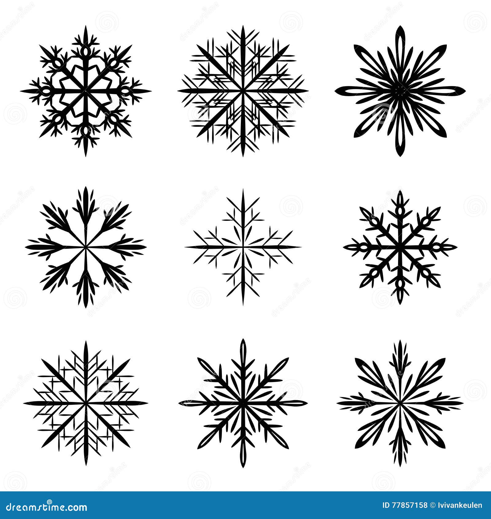 Snowflake Silhouette Vector Set Stock Vector - Illustration of snow ...