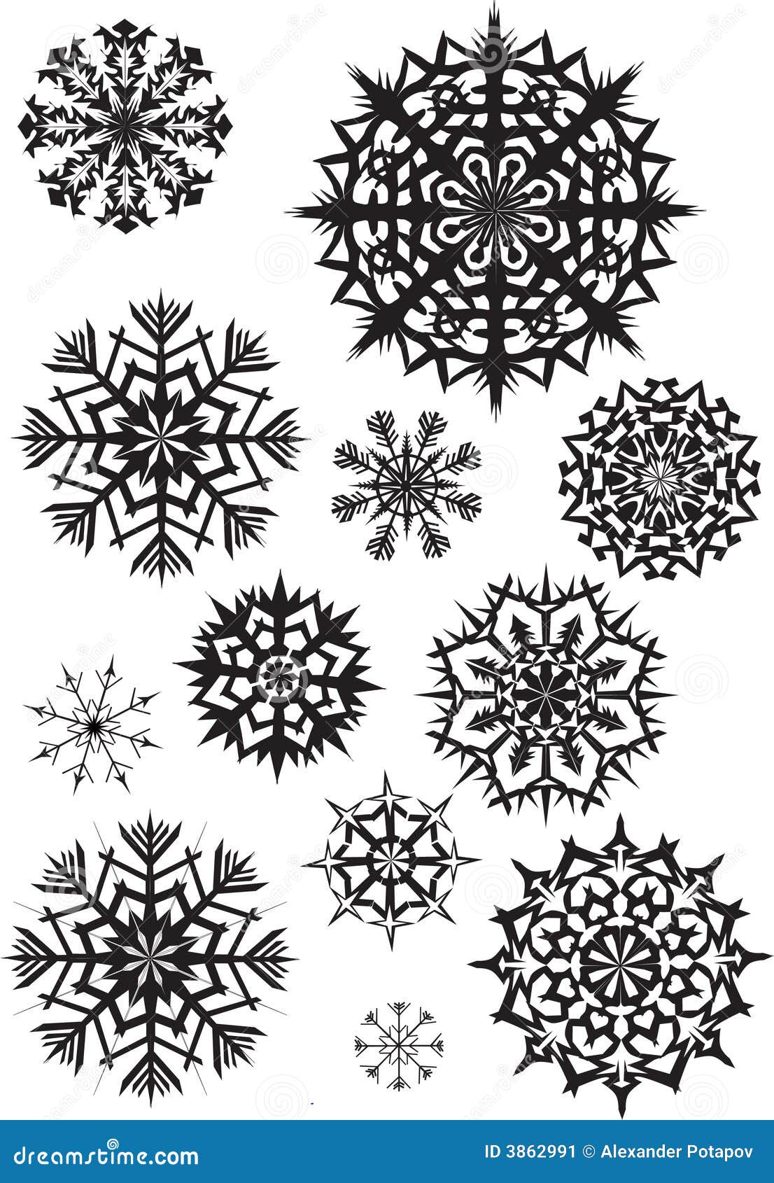 Snowflake silhouettes stock vector. Illustration of painted - 3862991