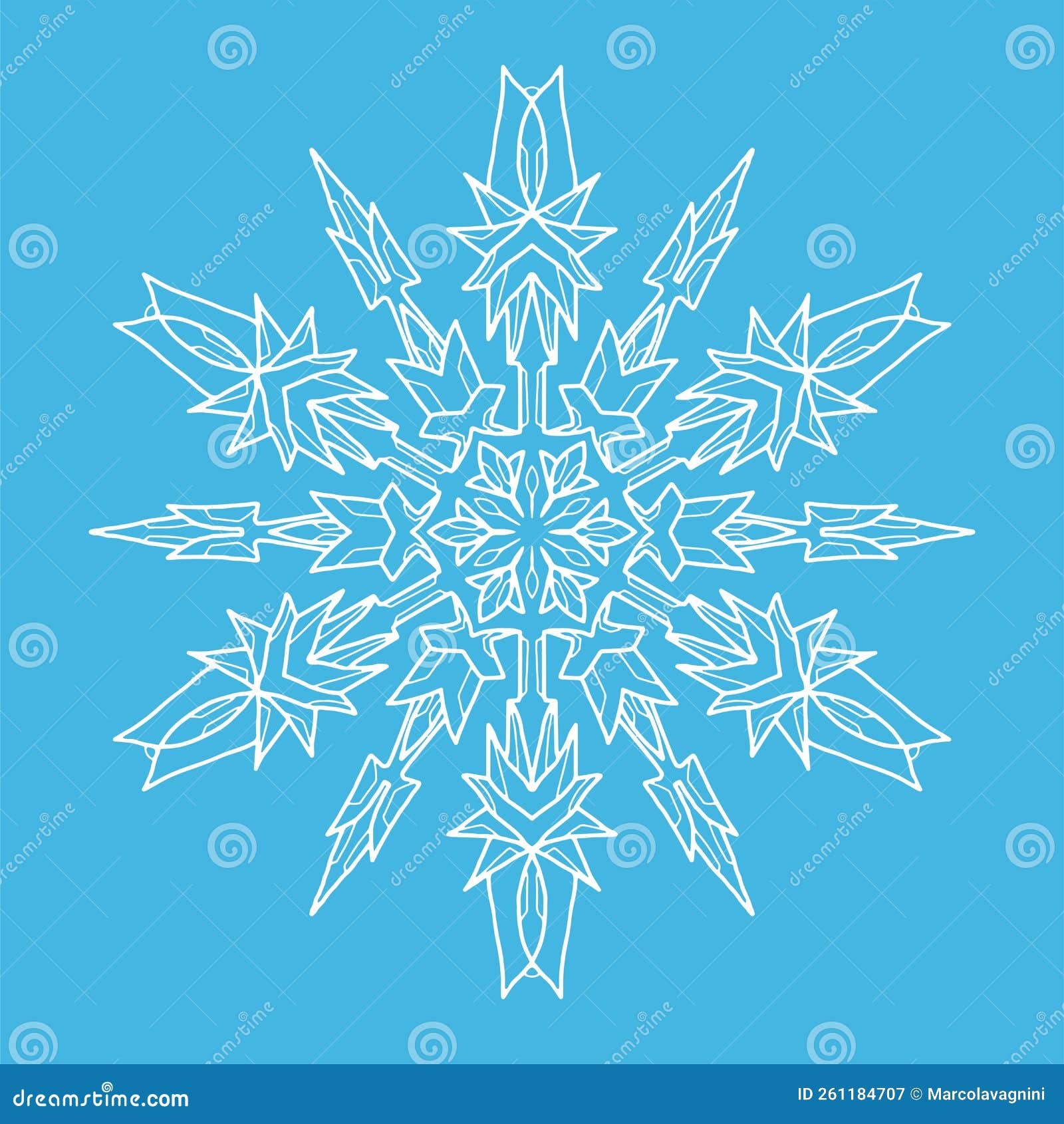 Snowflake Sketch Vector on Light Blue Stock Vector - Illustration of ...