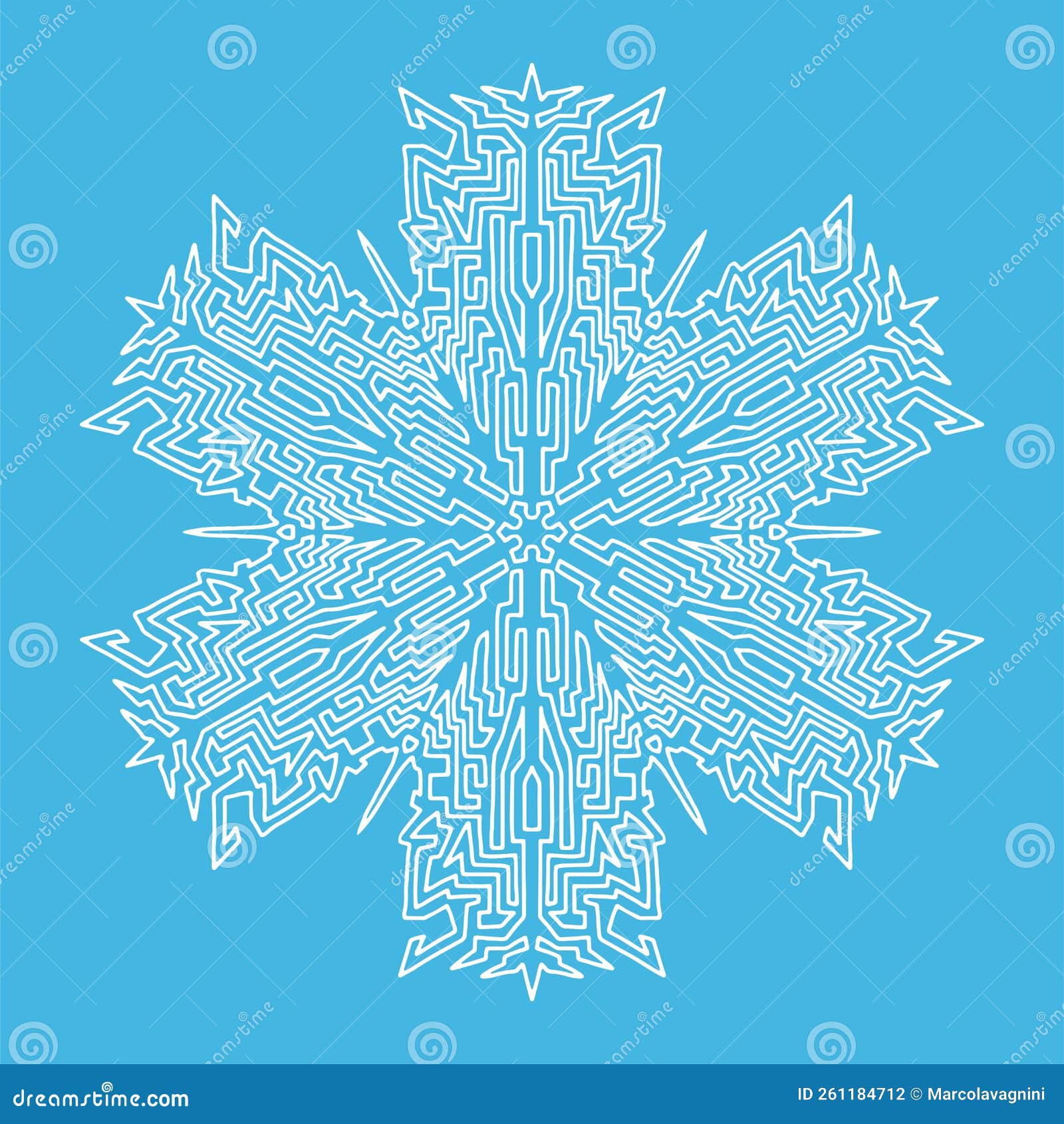 Snowflake Sketch Vector on Light Blue Stock Vector - Illustration of ...
