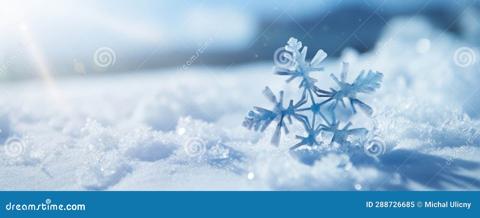 Snowflake on Snow. Snowy Flake in Sunset Light Stock Illustration ...