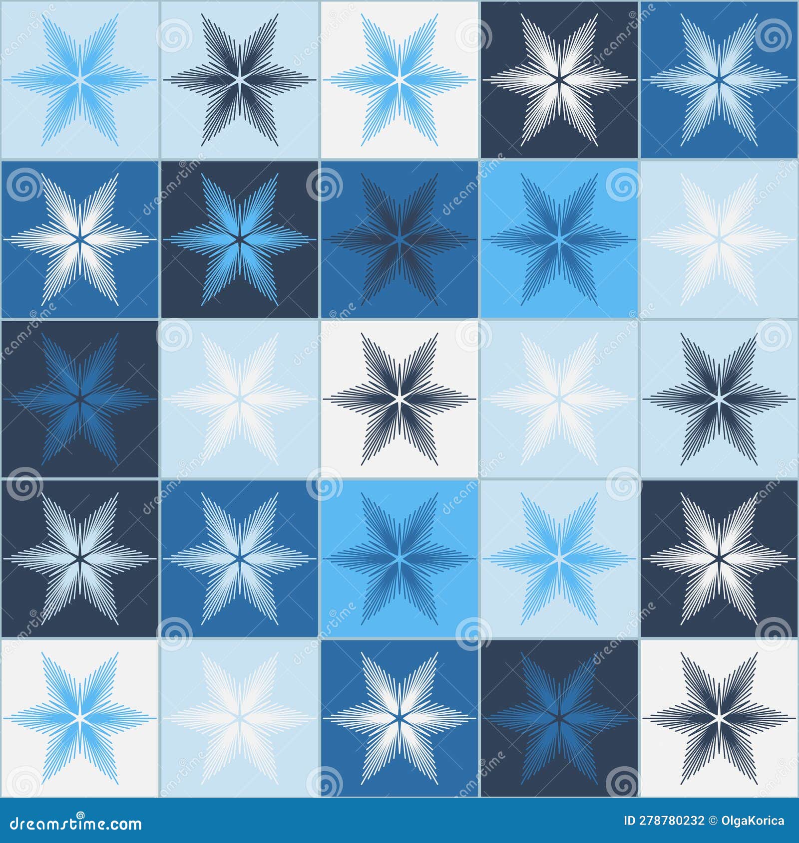 Snowflake on Square Blue Background Seamless Pattern for Textile and ...