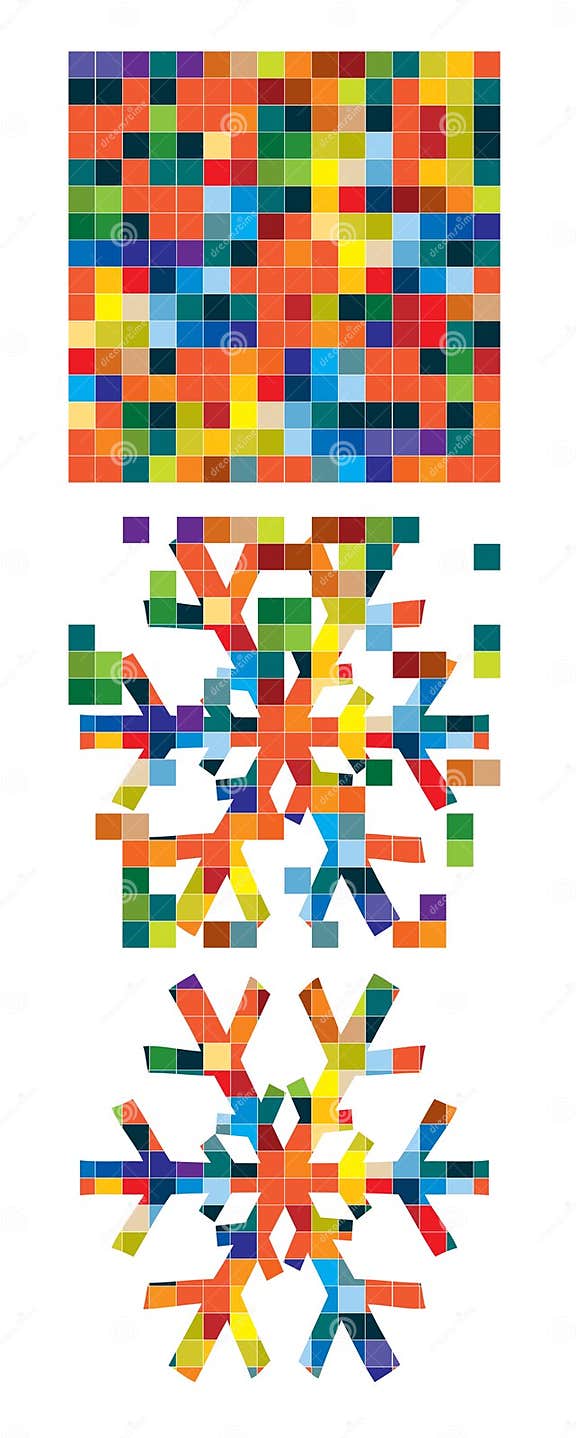 Snowflake from squares stock illustration. Illustration of decorative ...