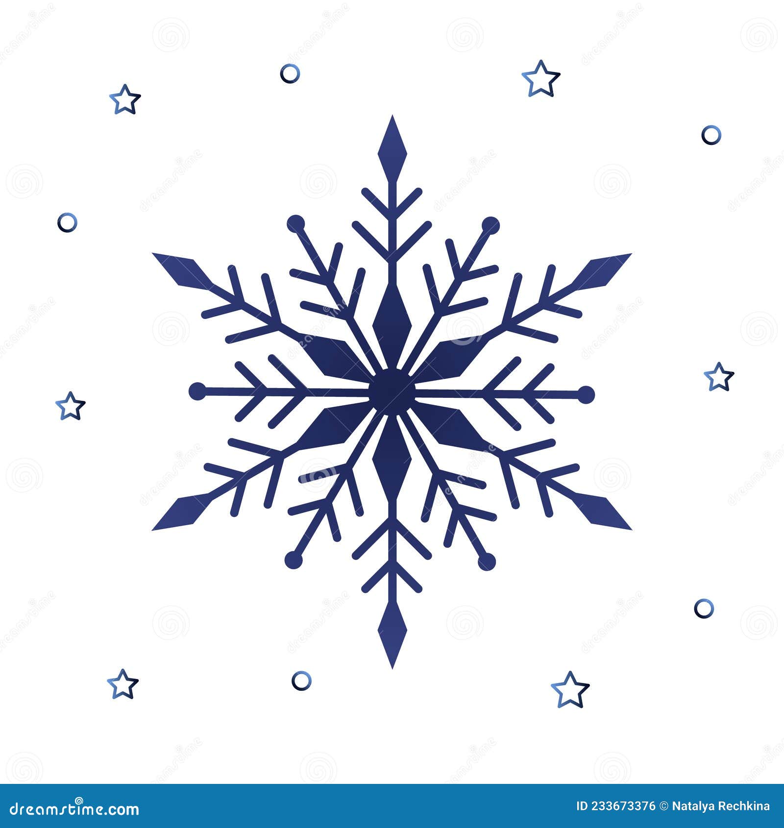 Snowflake with Stars on White Background. Christmas Vector Illustration ...