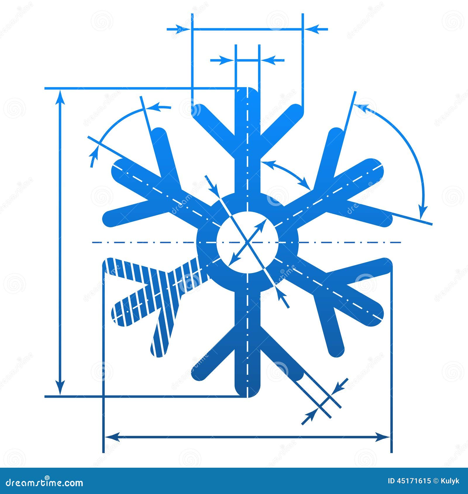 Snowflake Symbol with Dimension Lines Stock Vector - Illustration of ...