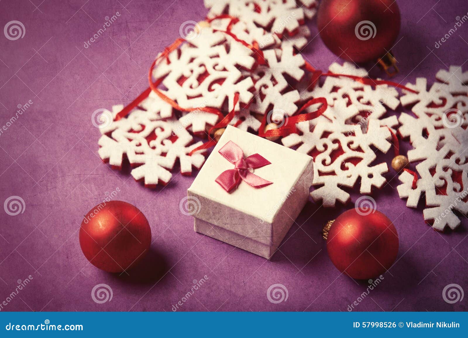 Snowflake toys and gift stock photo. Image of view, copy - 57998526