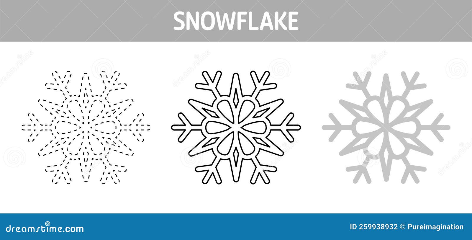 Snowflake Tracing and Coloring Worksheet for Kids Stock Vector ...