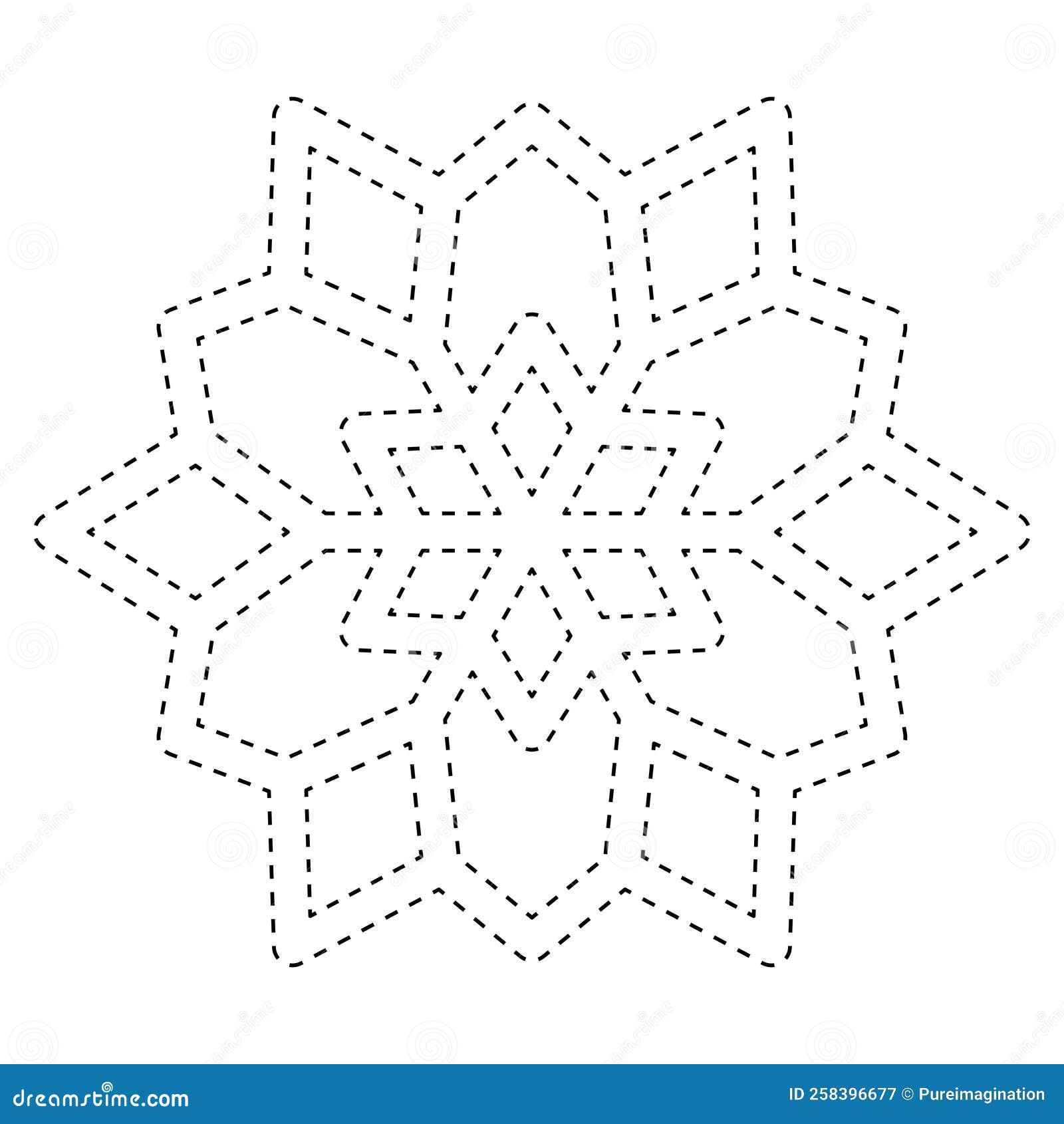Snowflake Tracing Worksheet for Kids Stock Vector - Illustration of ...