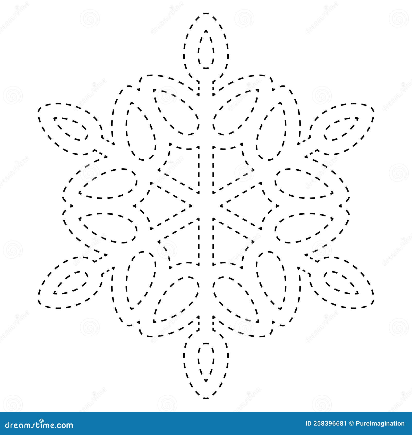 Snowflake Tracing Worksheet for Kids Stock Illustration - Illustration ...