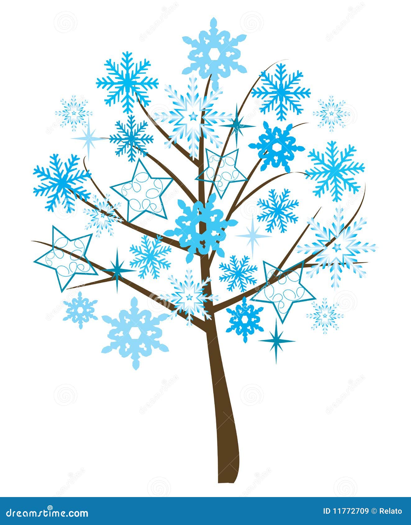 Snowflake tree stock vector. Illustration of organic - 11772709