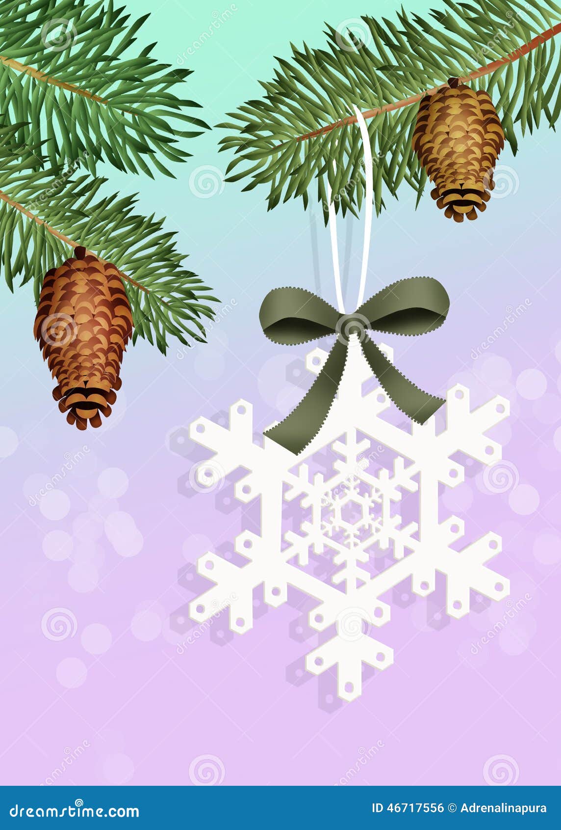 Snowflake on tree stock illustration. Illustration of decorative - 46717556