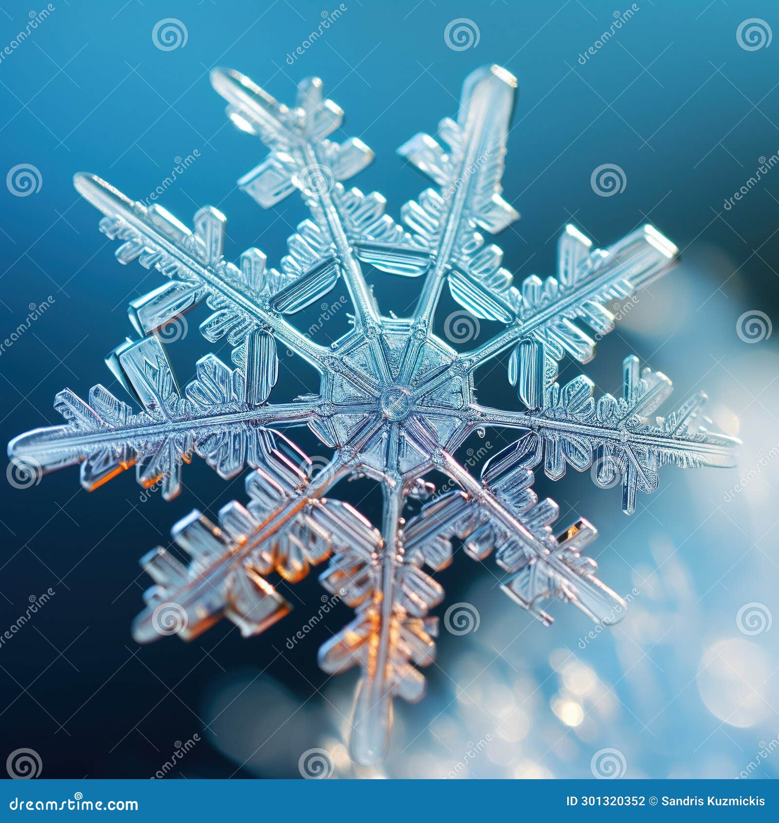 Snowflake Under the Microscope, Macro. Generative AI Stock Illustration ...
