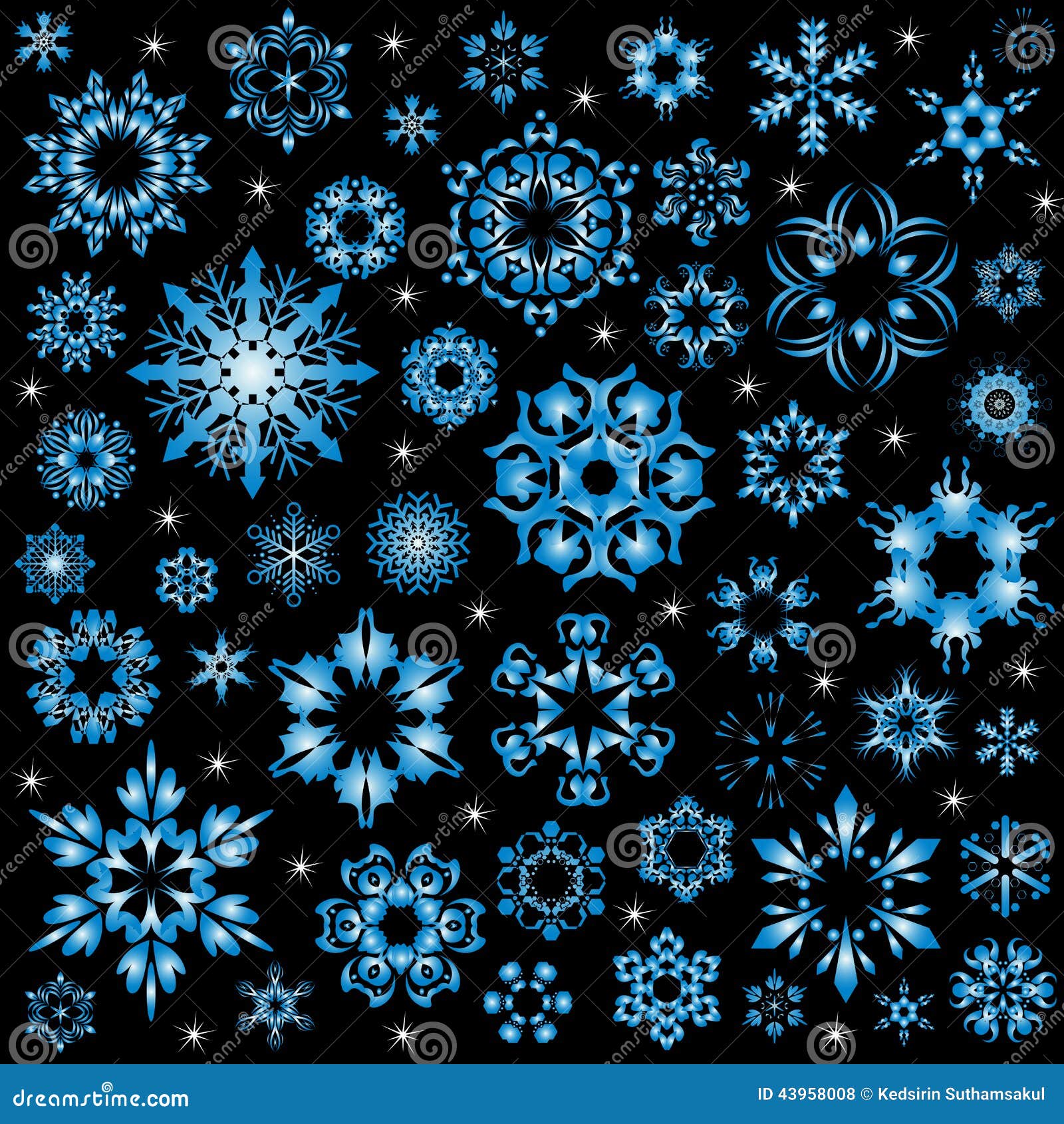 Snowflake Vector Illustrator Set for Christmas Card or Website Stock ...