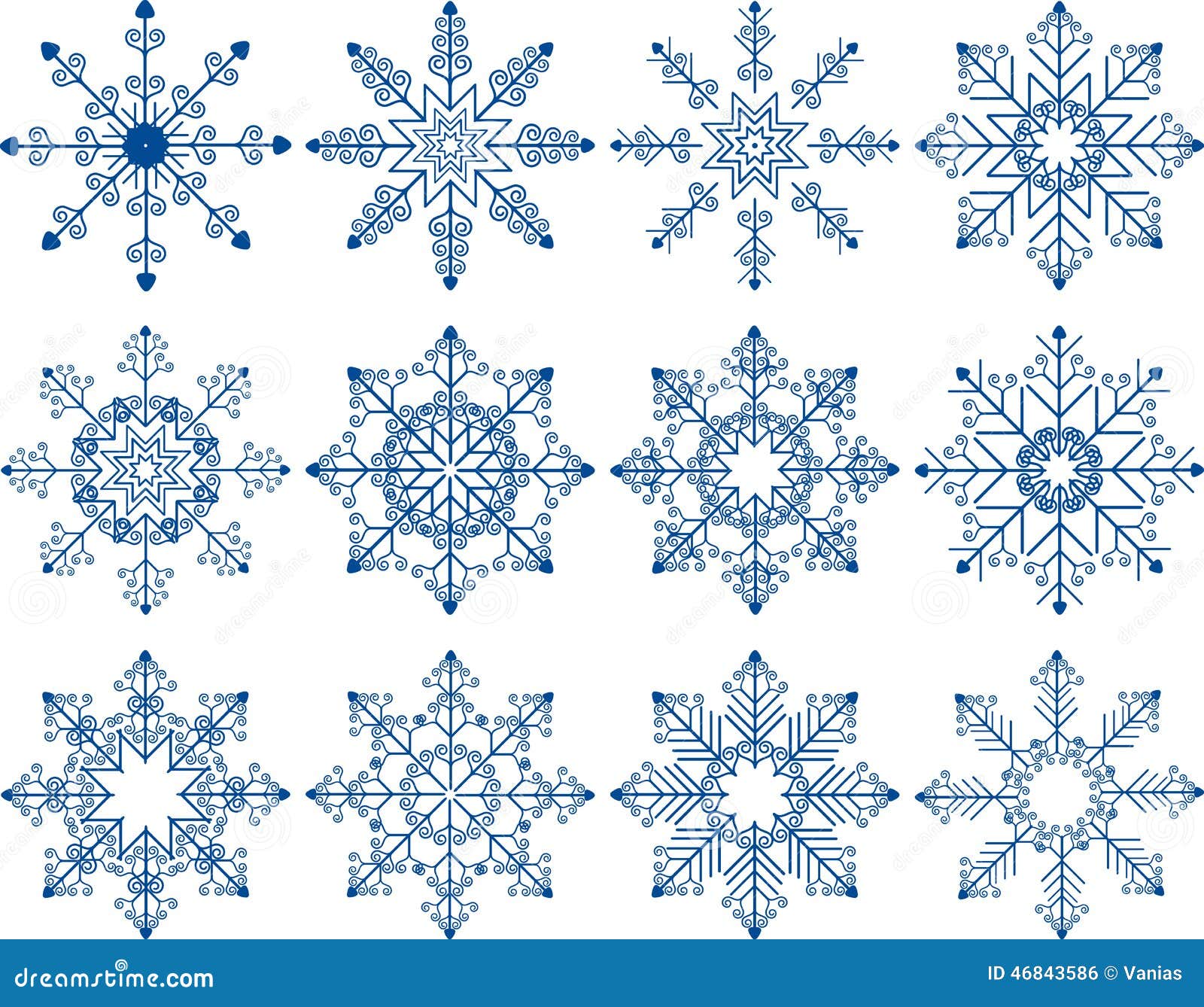 Snowflake Vector Set stock vector. Illustration of pattern - 46843586
