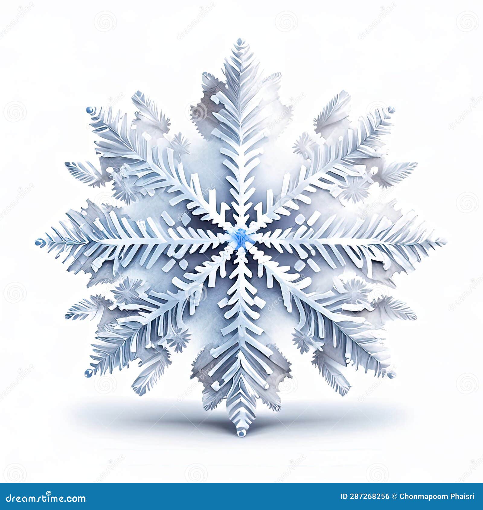 Snowflake on a White Background. 3d Rendering, 3d Illustration. AI ...