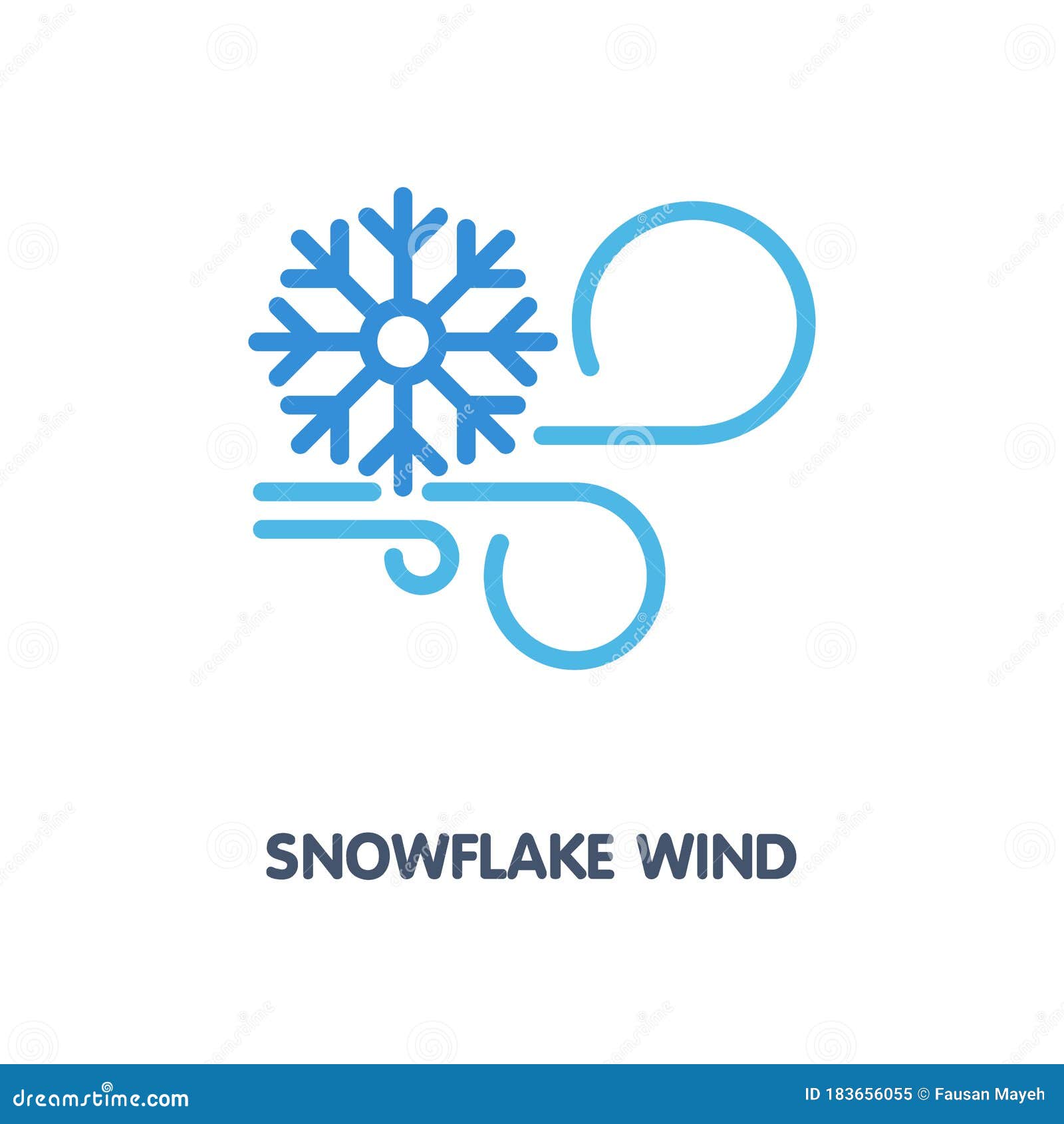 Snowflake Wind. Cartoon Winter Star Element. Frozen Snowfall Wave ...