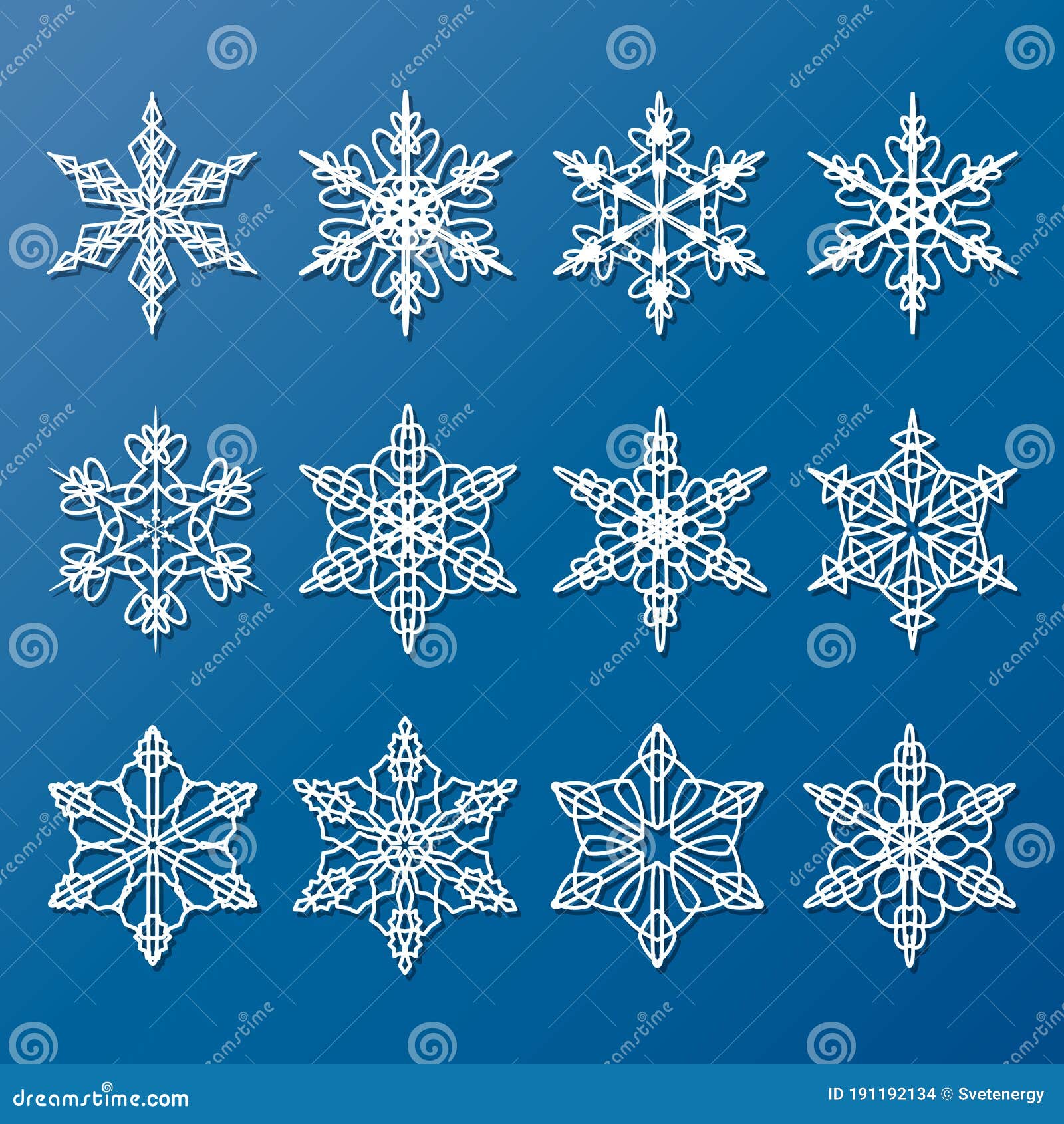 Set of Snowflakes, Lace Weaving. Vector Illustration of Winter Patterns ...