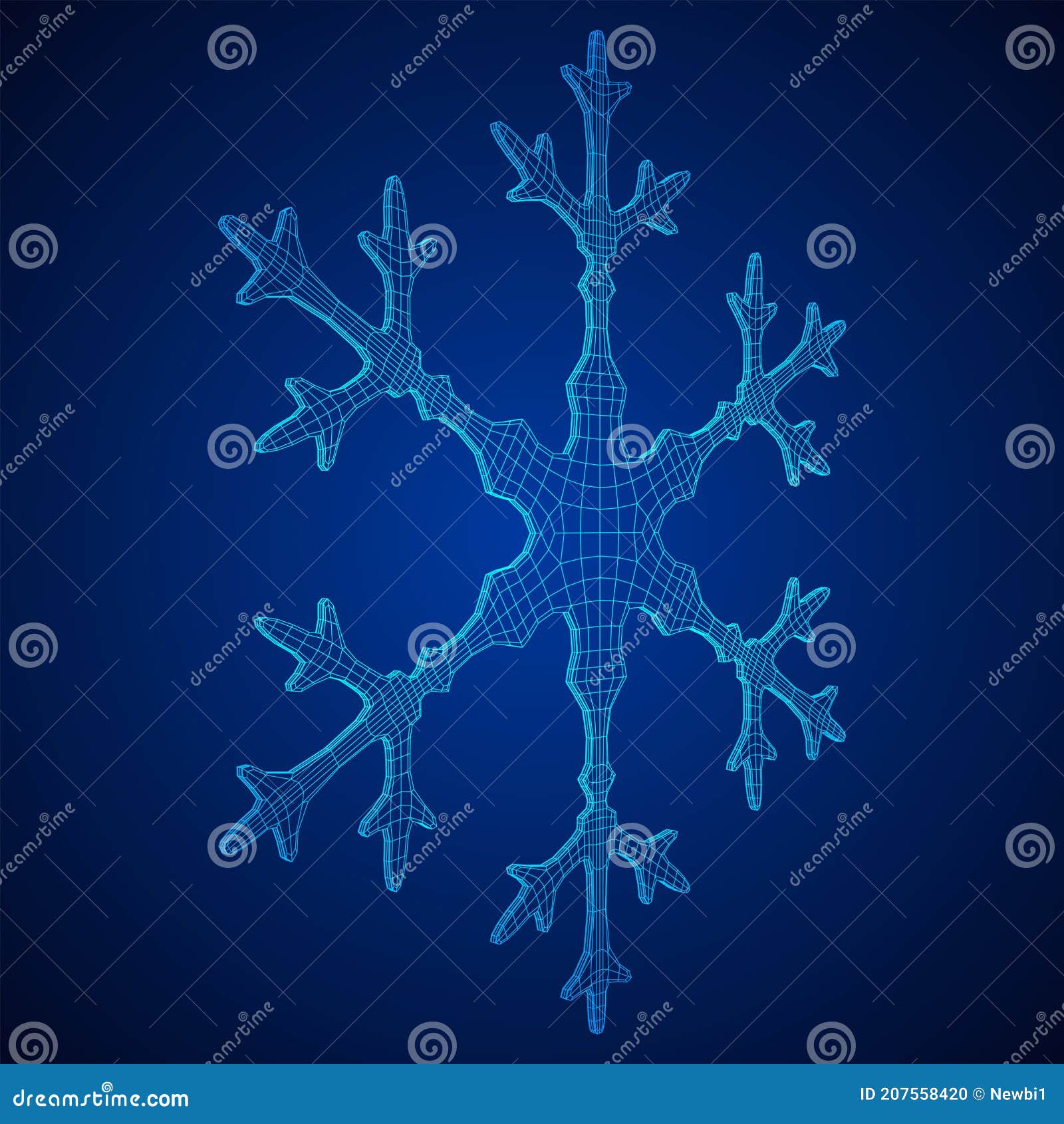 Snowflake Wireframe Low Poly Mesh Stock Illustration - Illustration of ...