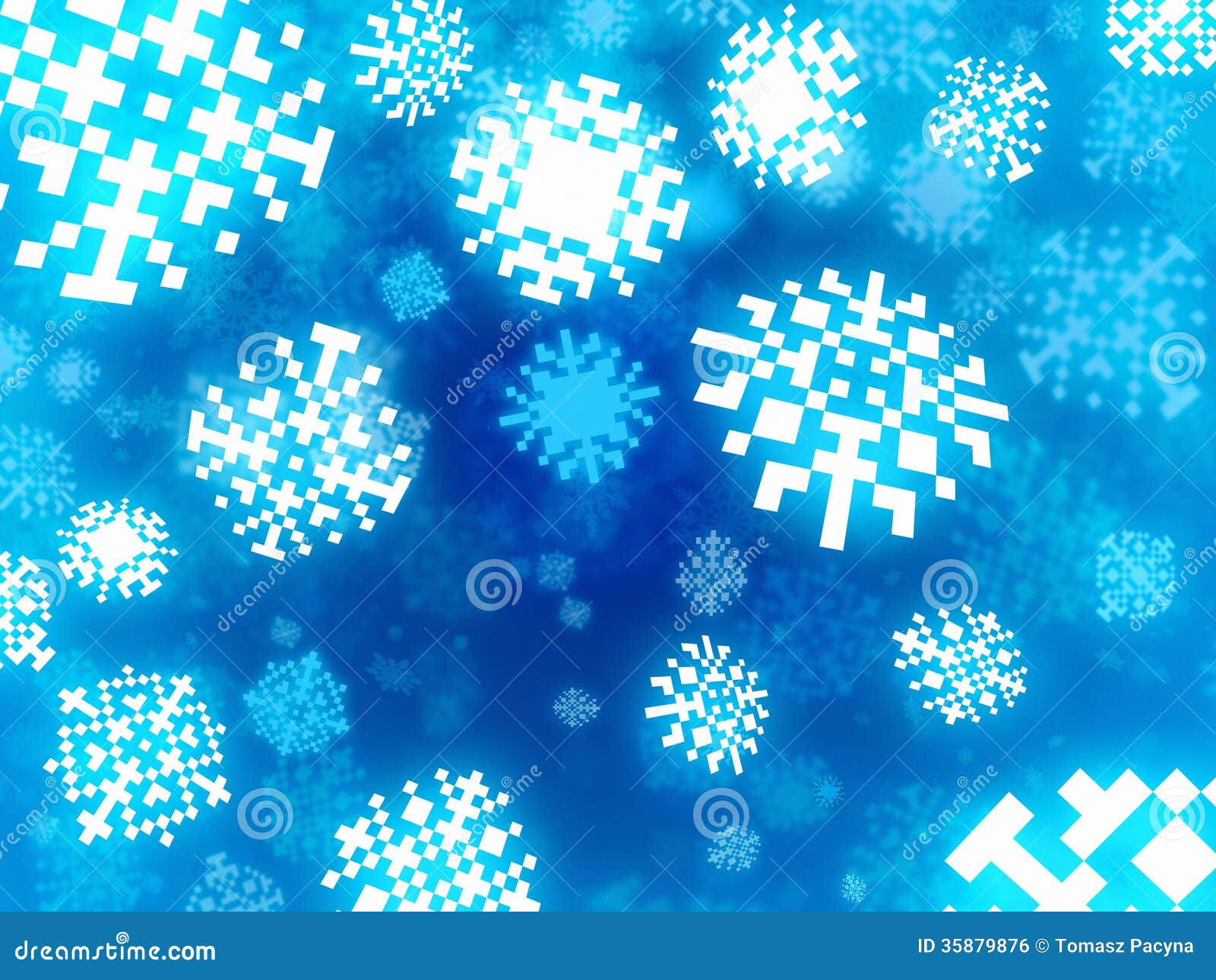 Snowflakes Background in Retro Pixel Style Stock Illustration ...