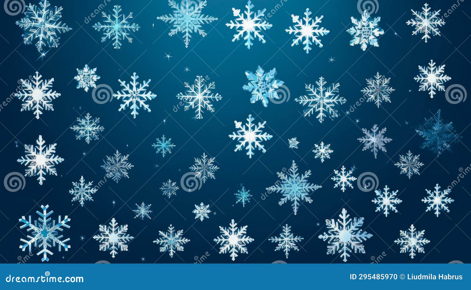 Snowflakes on a Blue Background. Falling Snow. Stock Photo - Image of ...