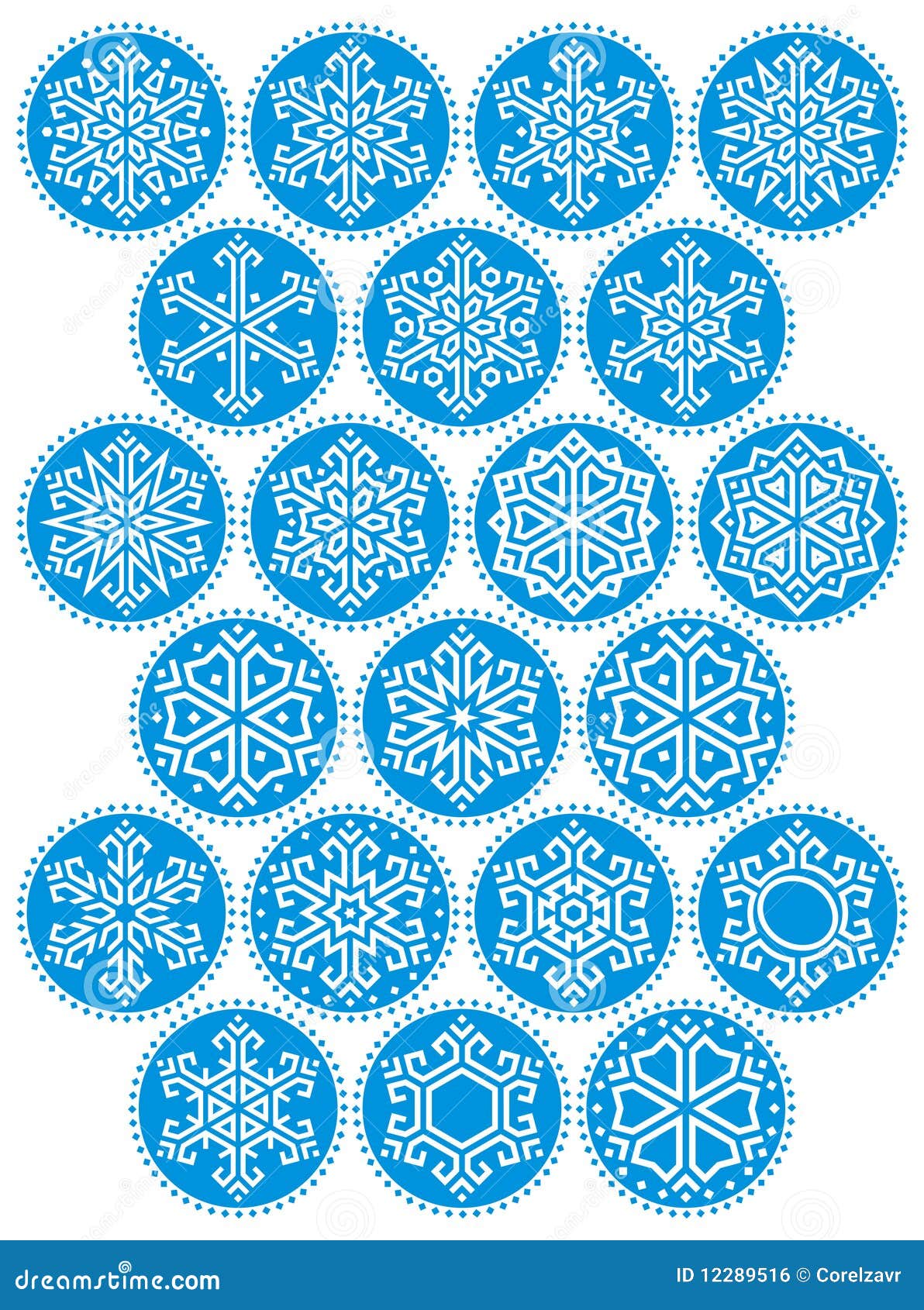 Snowflakes Blue Round Kit stock vector. Illustration of cold - 12289516