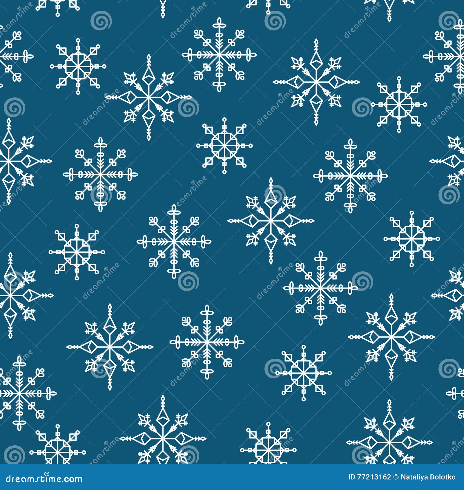 Snowflakes Blue Seamless Vector Pattern Stock Vector - Illustration of ...