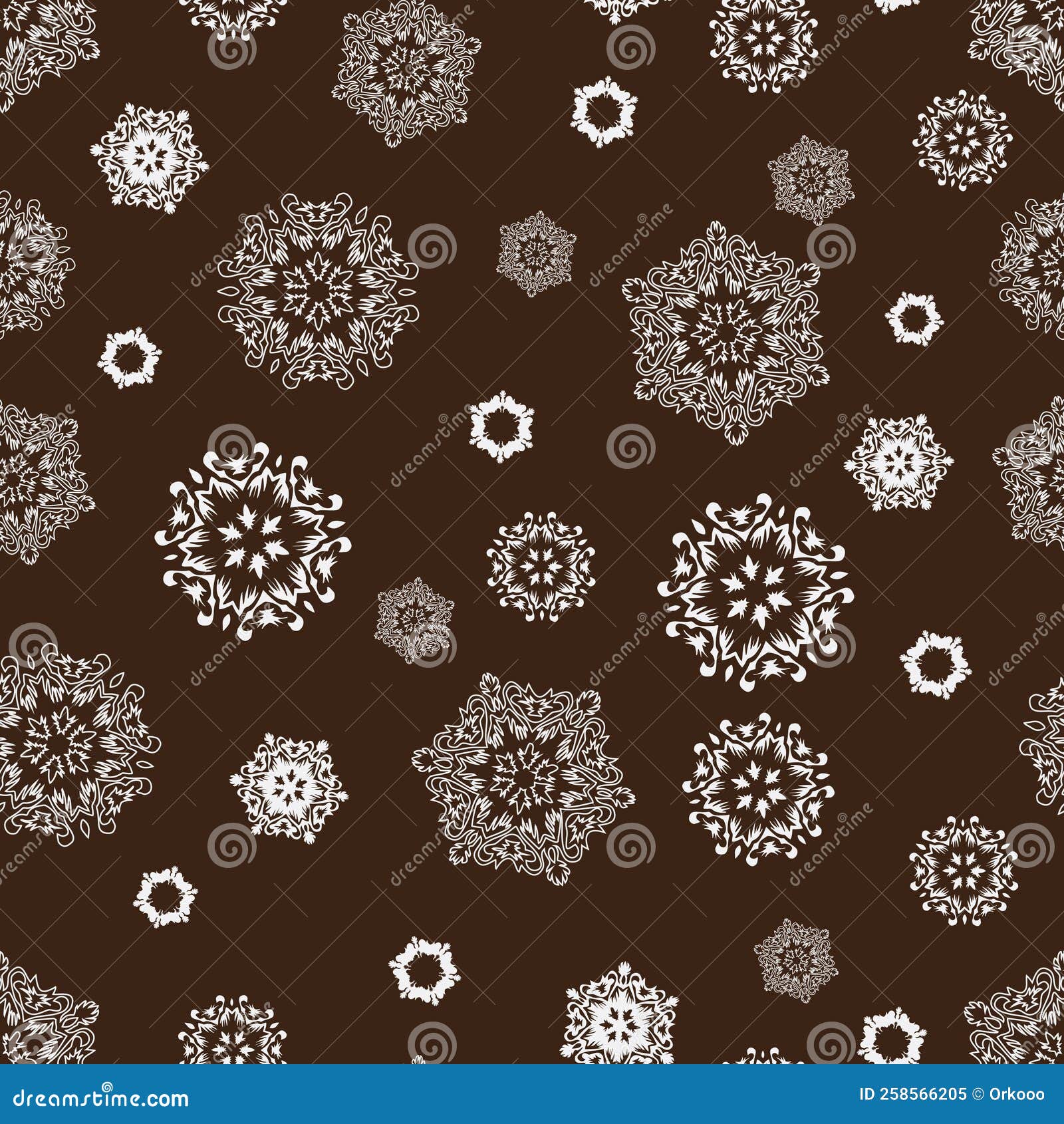 Snowflakes on a Brown Background, Patern Stock Vector - Illustration of ...