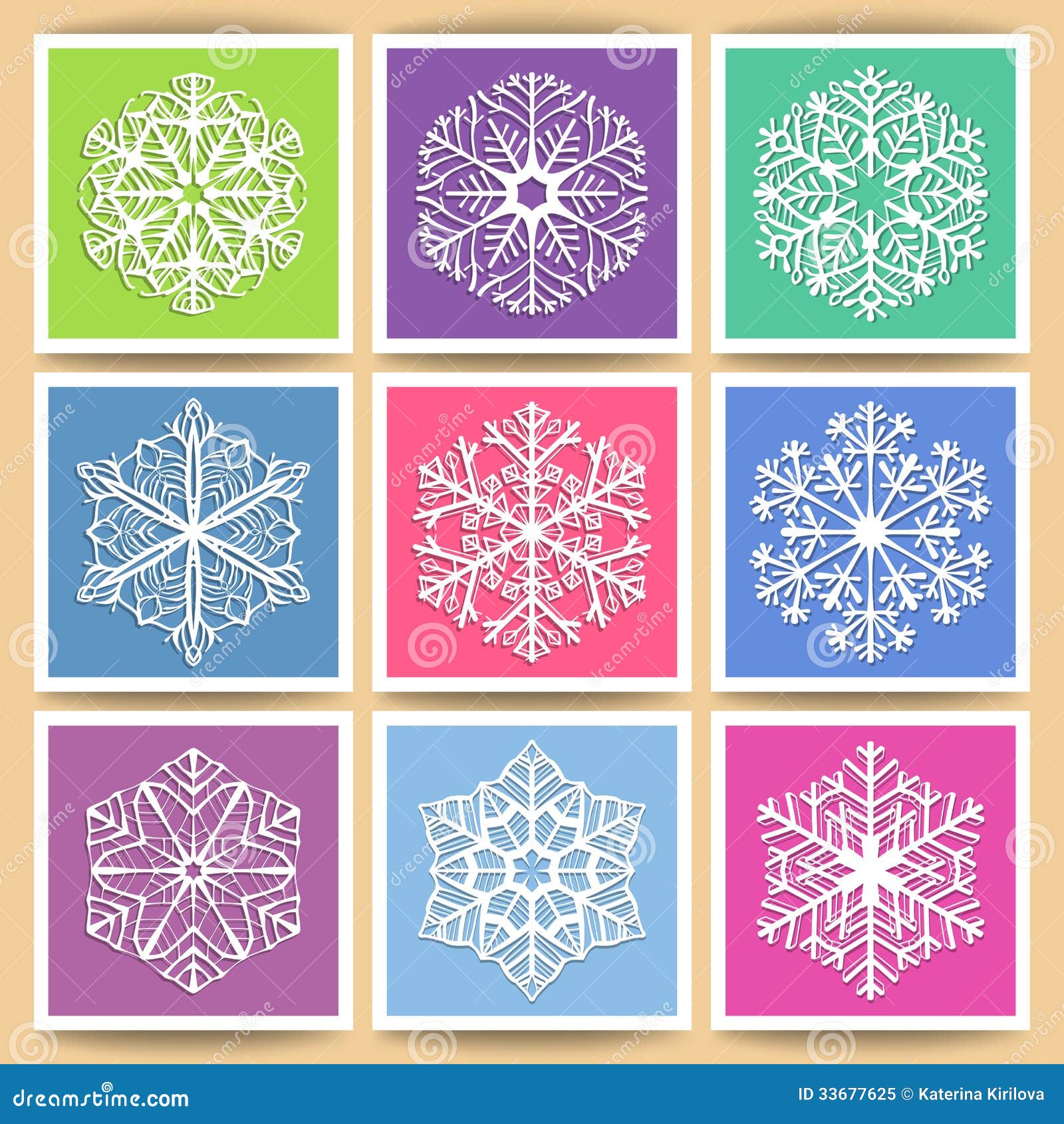 Snowflakes cards stock vector. Illustration of seamless - 33677625