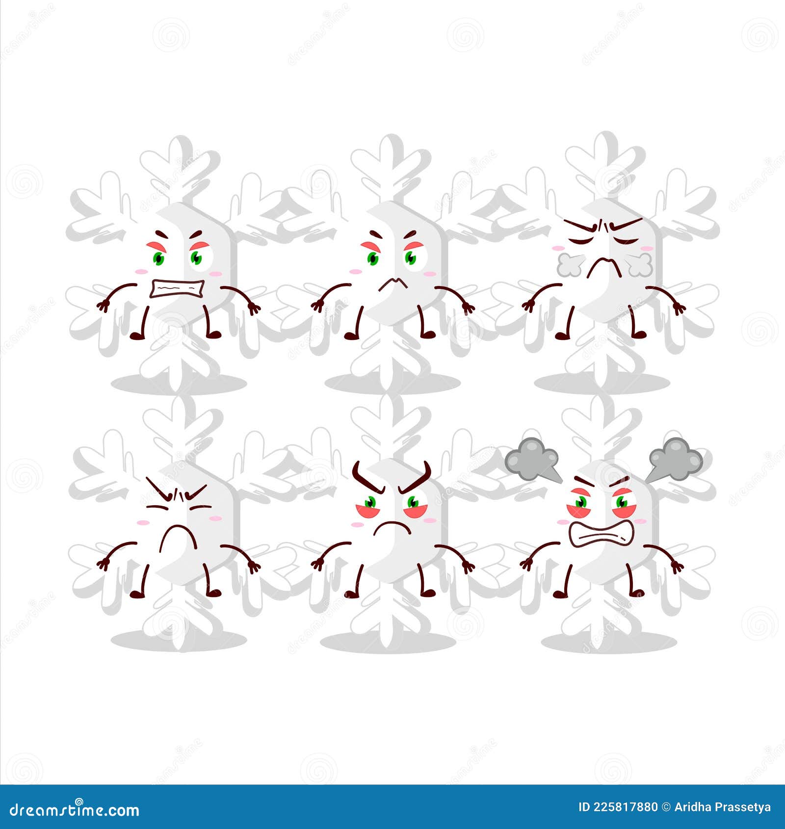 Snowflakes Cartoon Character with Various Angry Expressions Stock ...