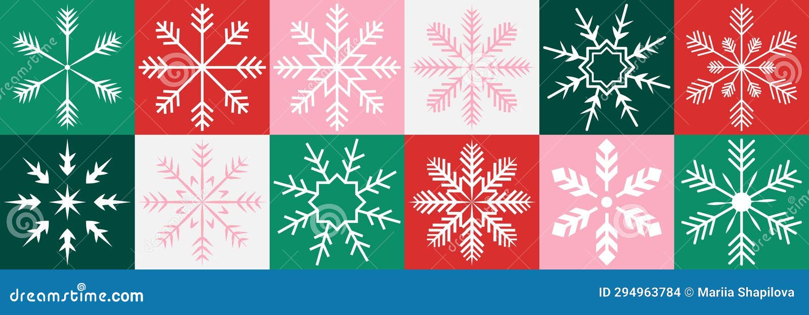 Snowflakes Elements with Geometric Seamless Pattern Stock Vector ...