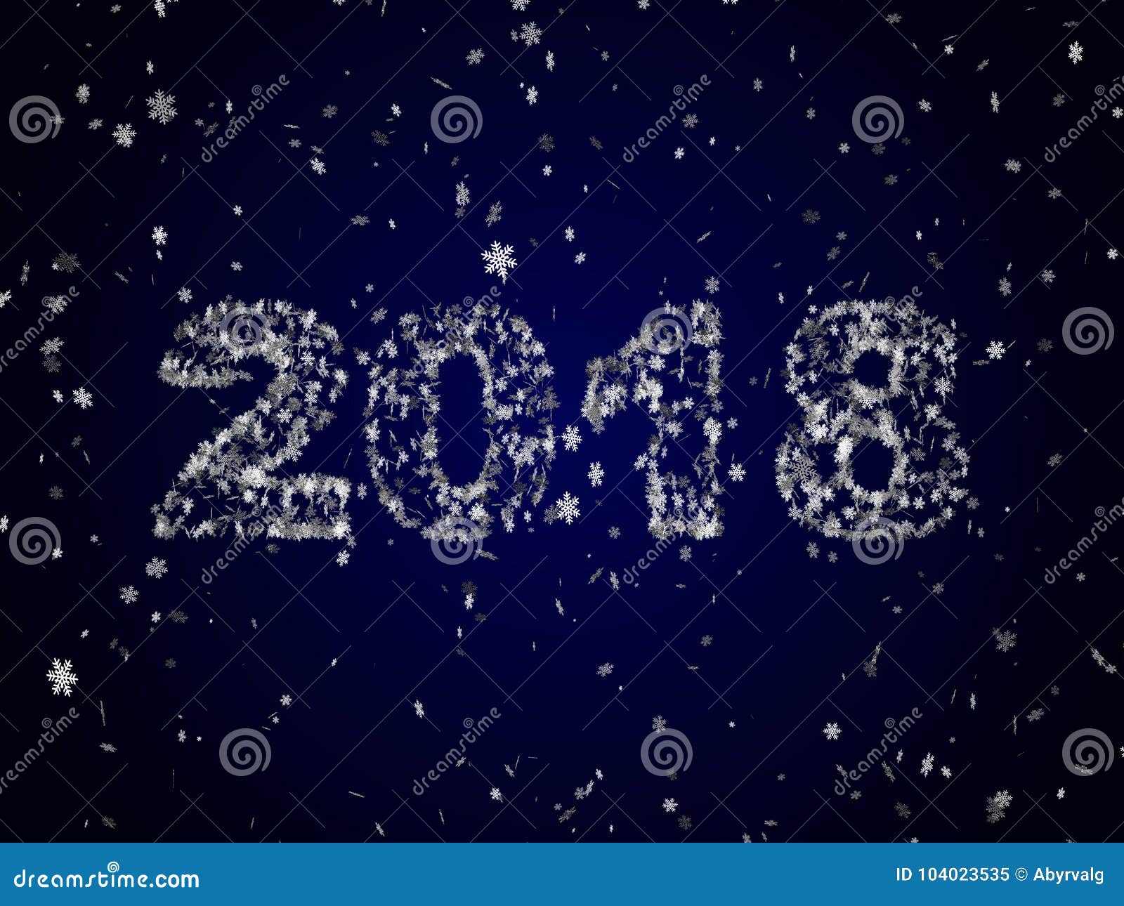 Snowflakes Falling on a Blue Background Form the Number Stock Image ...