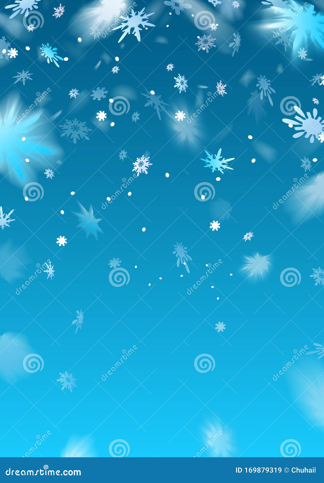 Snowflakes Falling Flying on Blue Background. Stock Vector ...