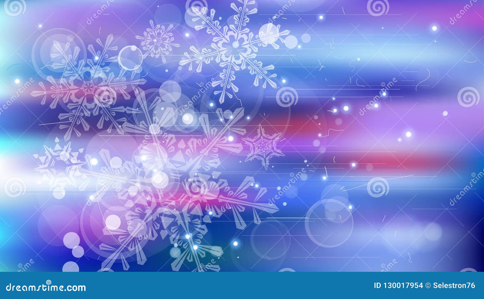 Snowflakes and Festive Lights - Vector Background with Beautiful Stock ...