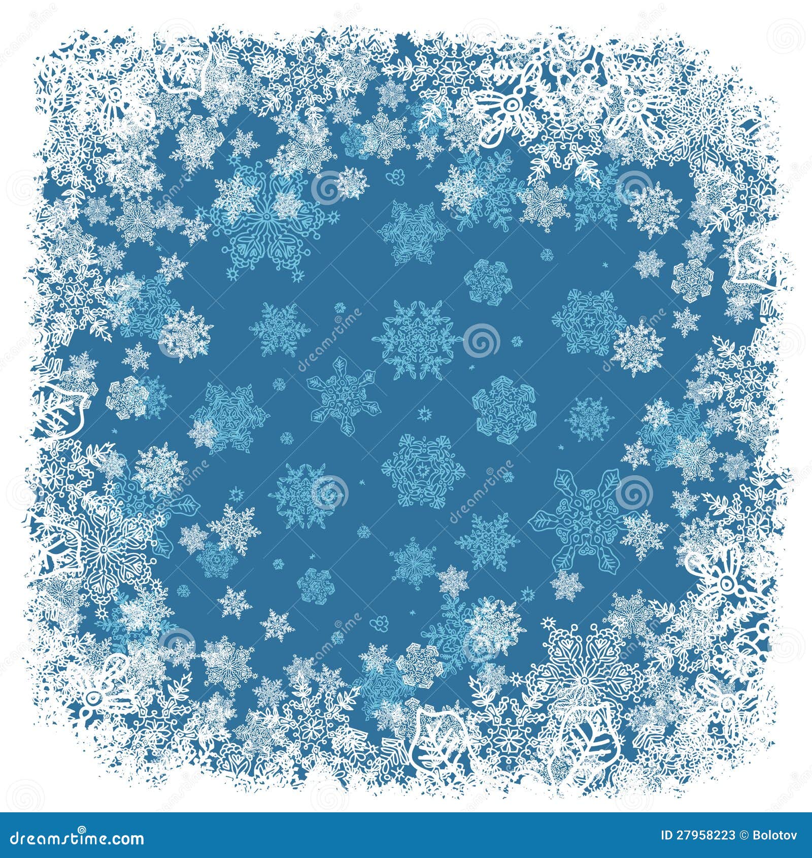 Snowflakes frame blue. stock vector. Illustration of glass - 27958223