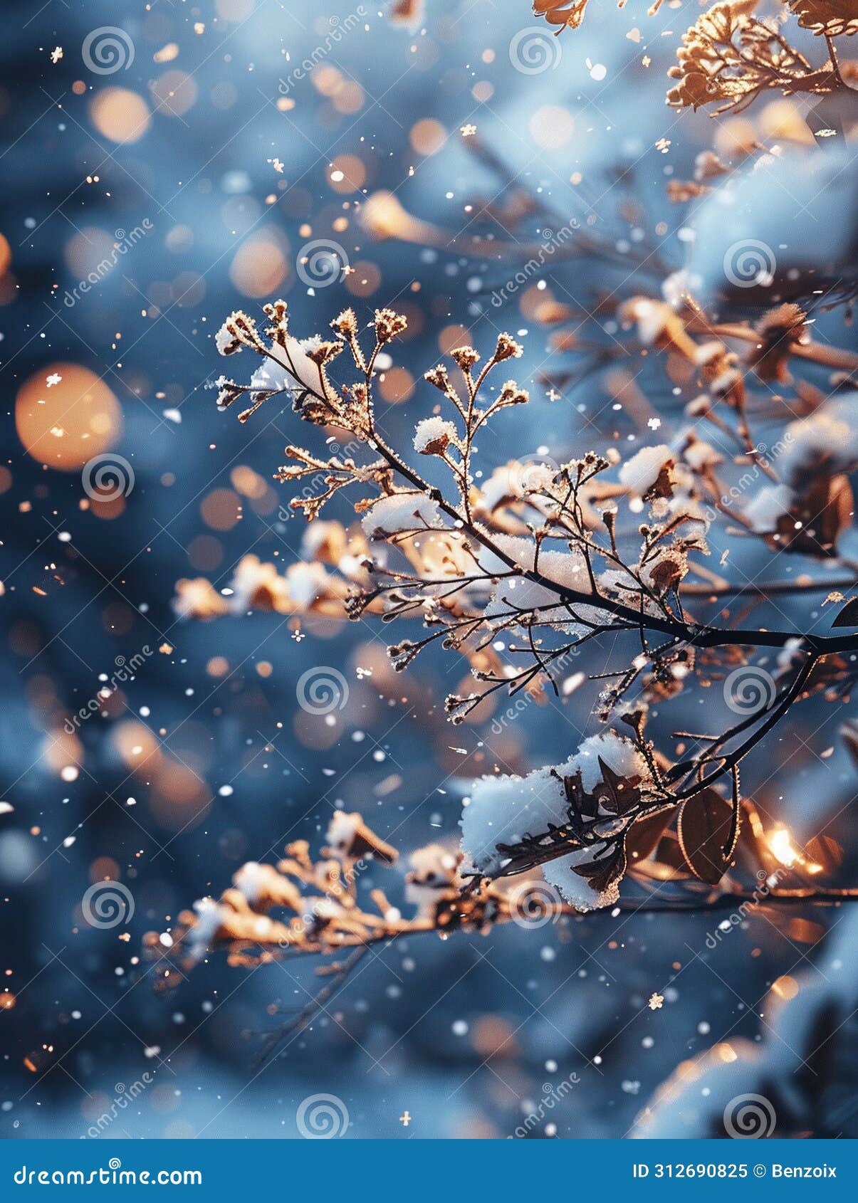 Snowflakes Gently Falling Against the Backdrop of a Night Sky Stock ...